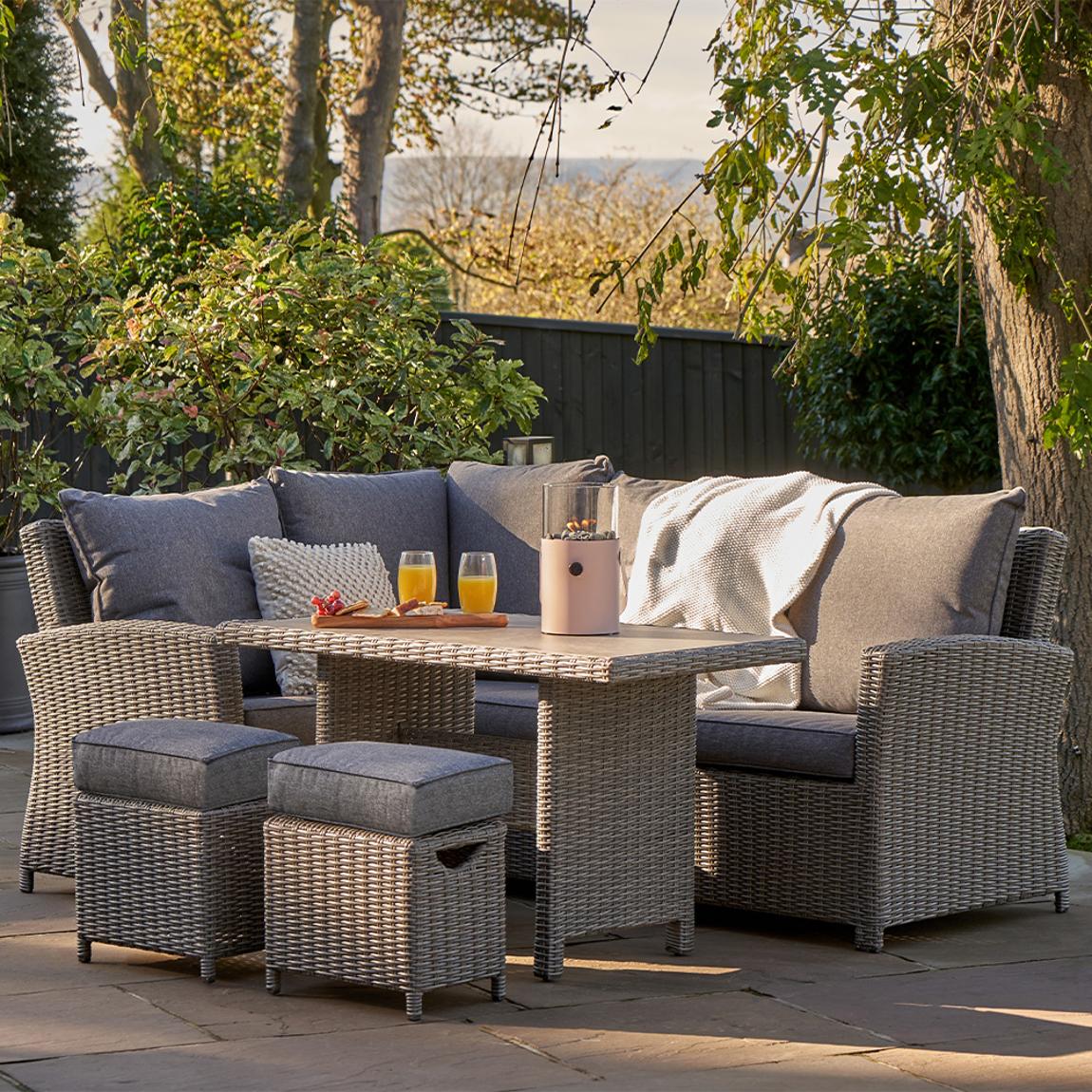 Pacific Barbados Slate Grey Outdoor Compact Corner Seating Set with ...