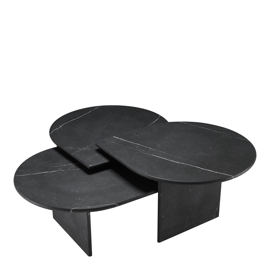 Eichholtz Naples Coffee Table, Black Marble, Set of 3 - BrandAlley