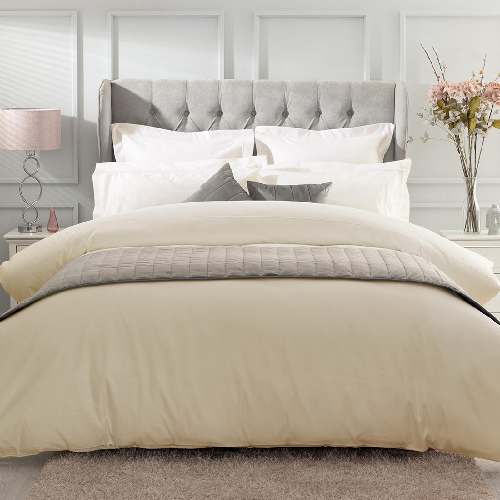 1000Tc King Duvet Cover, Ivory - BrandAlley