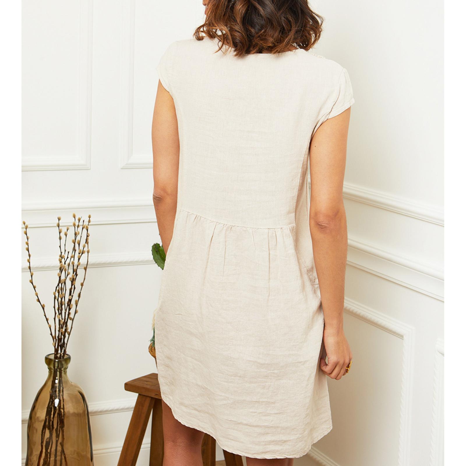 Beige Mid Length Linen Dress - BrandAlley