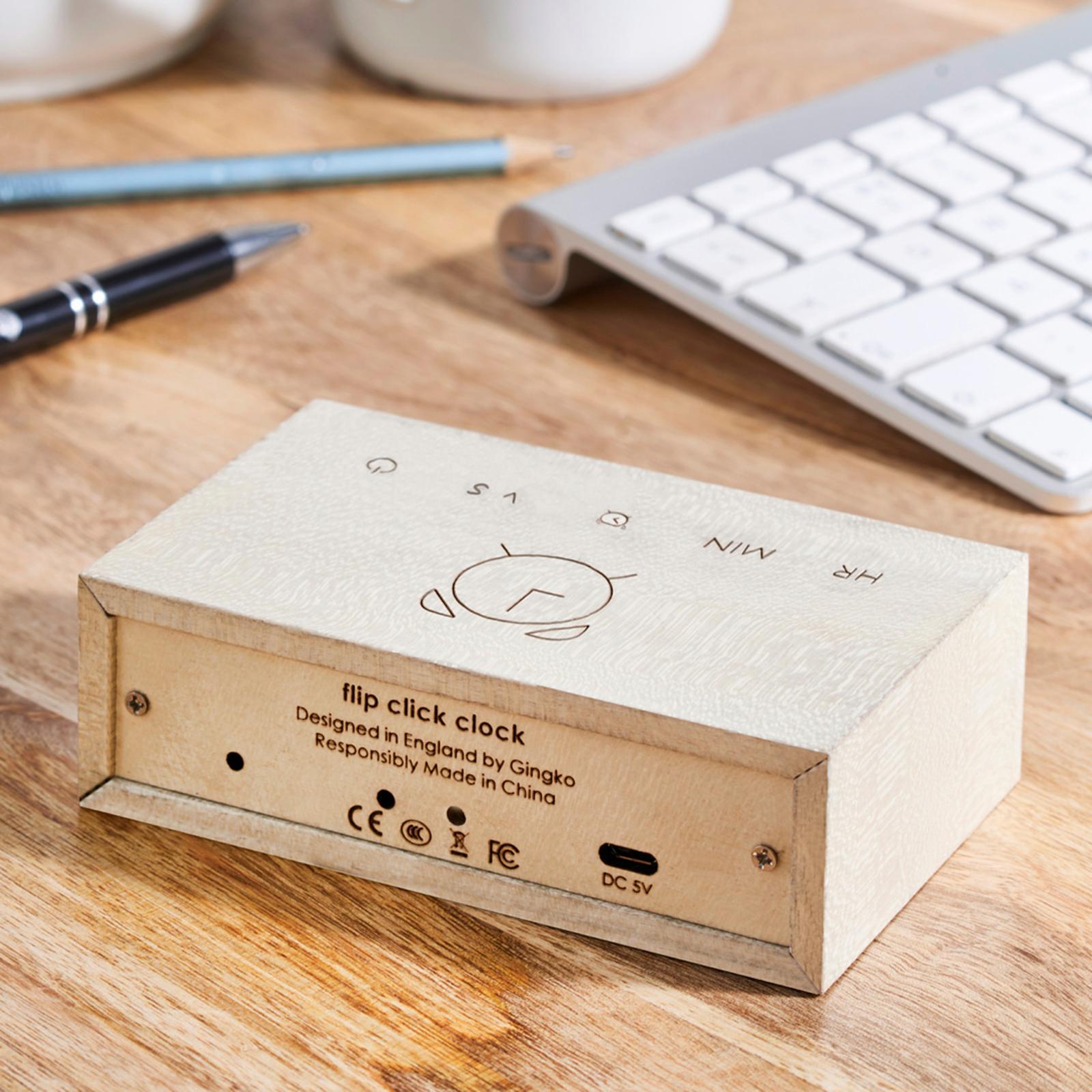 Natural White Maple Flip Click Clock - BrandAlley