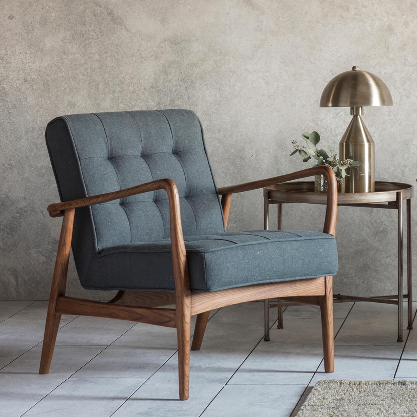 Dunstable Armchair, Dark Grey Linen - BrandAlley