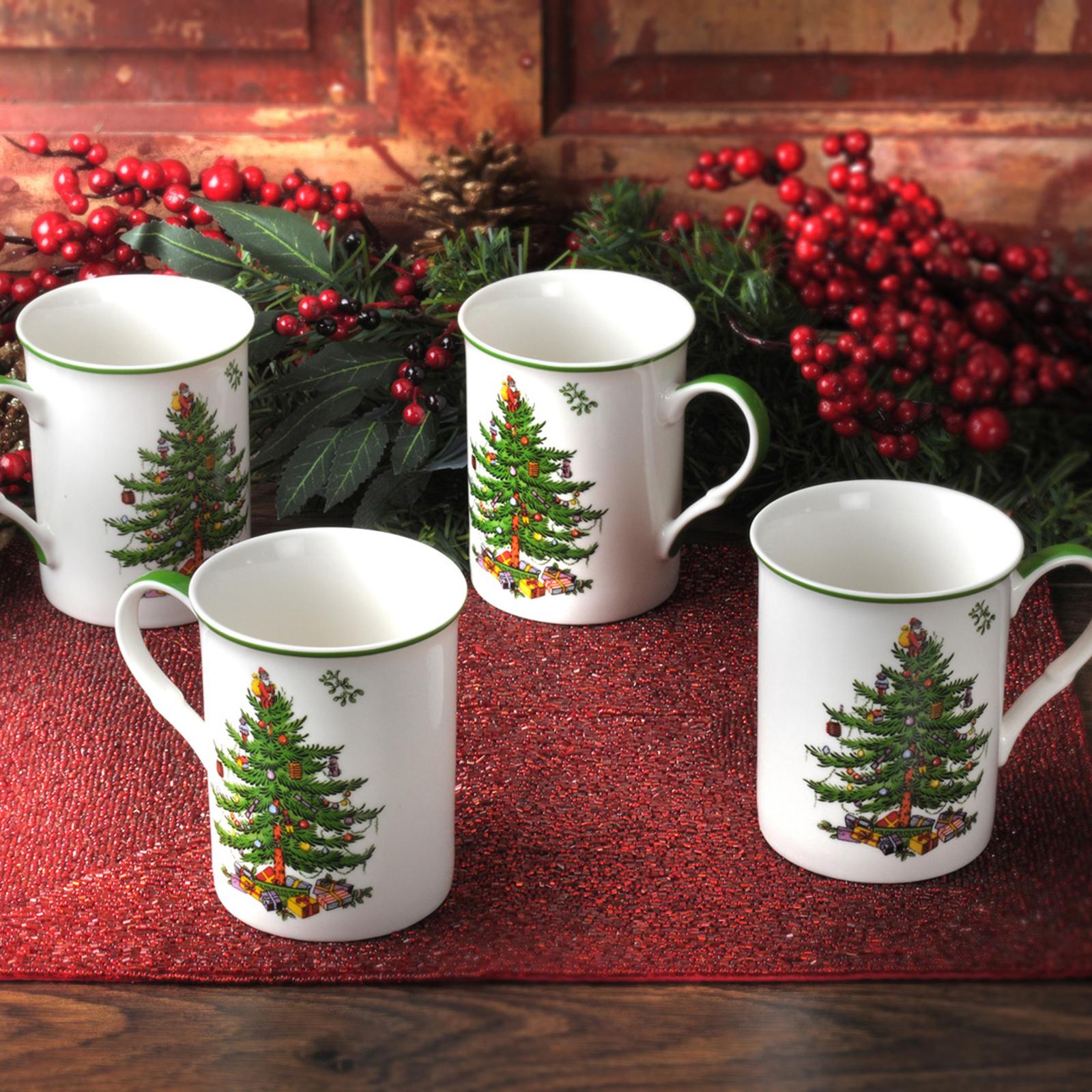 Set of 4 Christmas Tree Mugs - BrandAlley