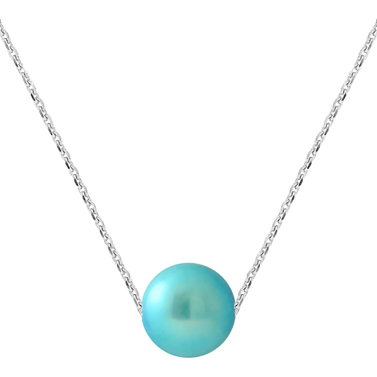 Turquoise Blue Pearl Necklace 8-9mm - BrandAlley
