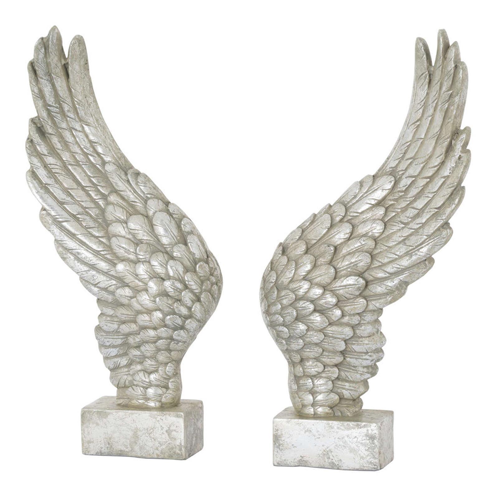 Large Freestanding Antique Silver Angel Wings Ornament - BrandAlley