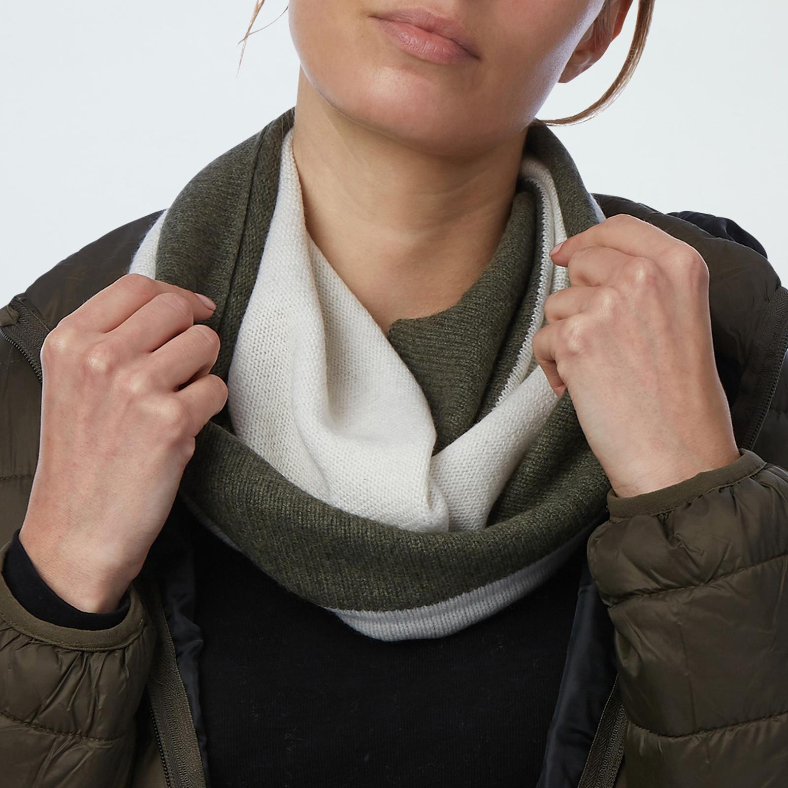 Khaki/Cream Cashmere Snood - BrandAlley