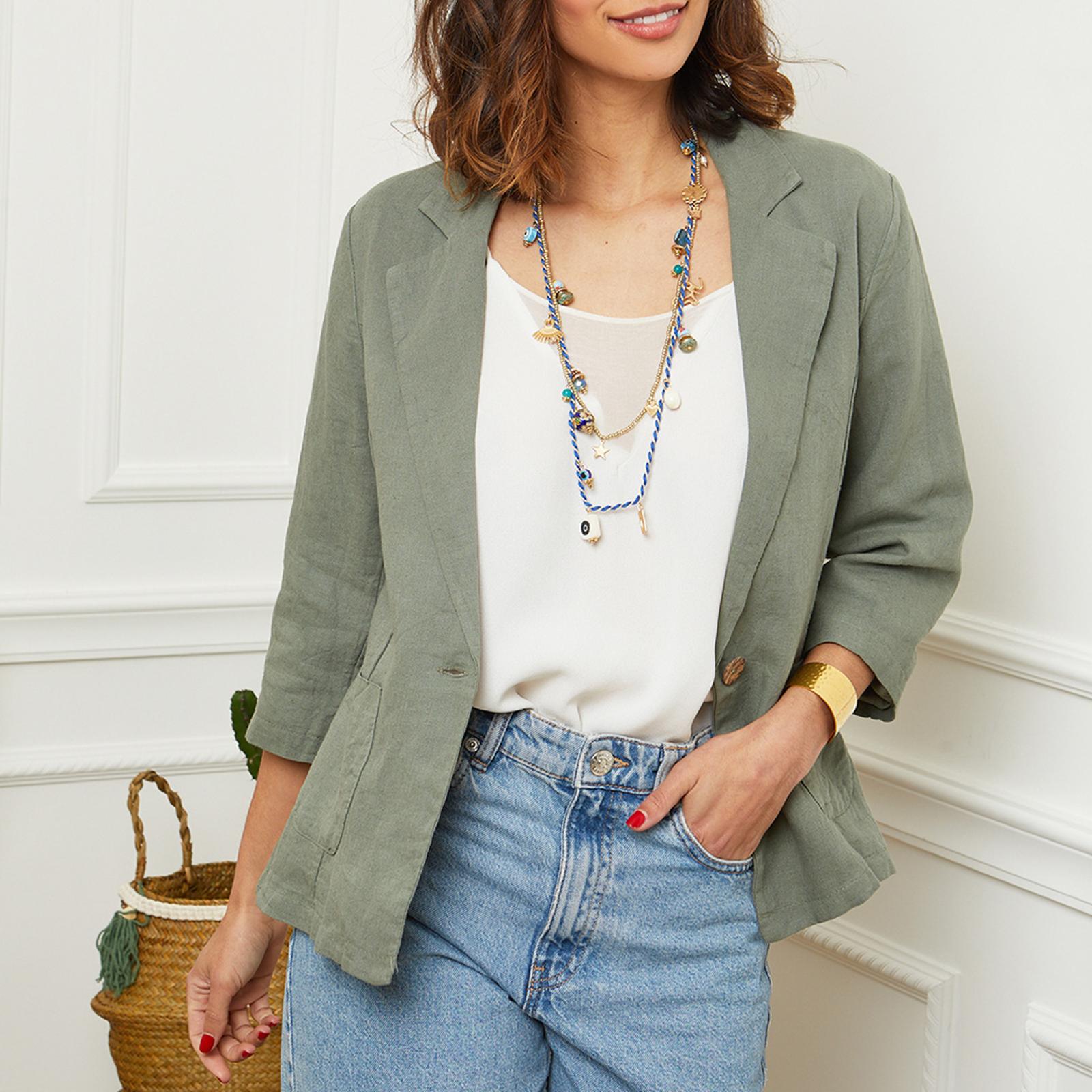 Khaki Linen Jacket - BrandAlley