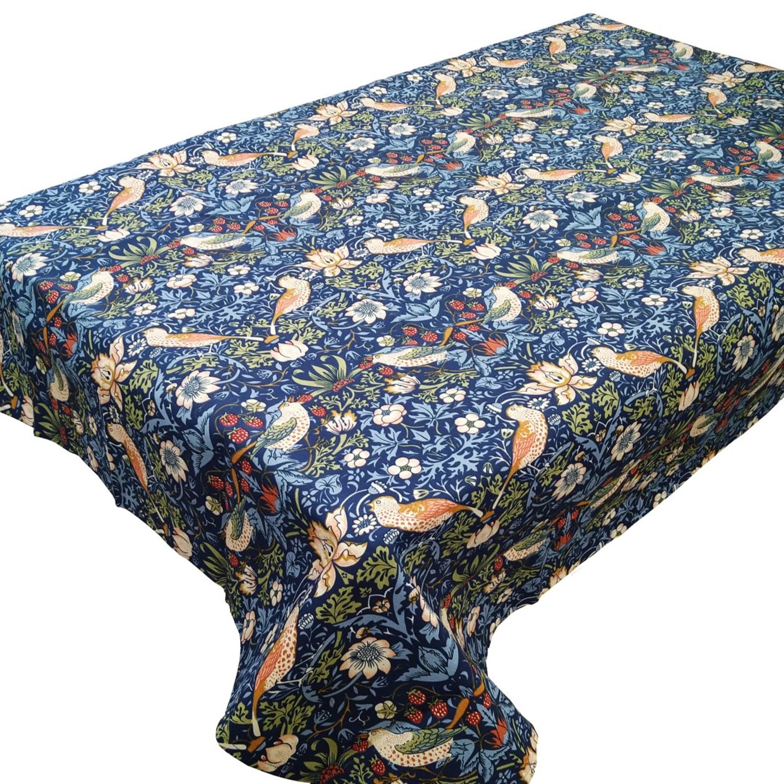 Navy Strawberry Thief Tablecloth, 132x178cm - BrandAlley
