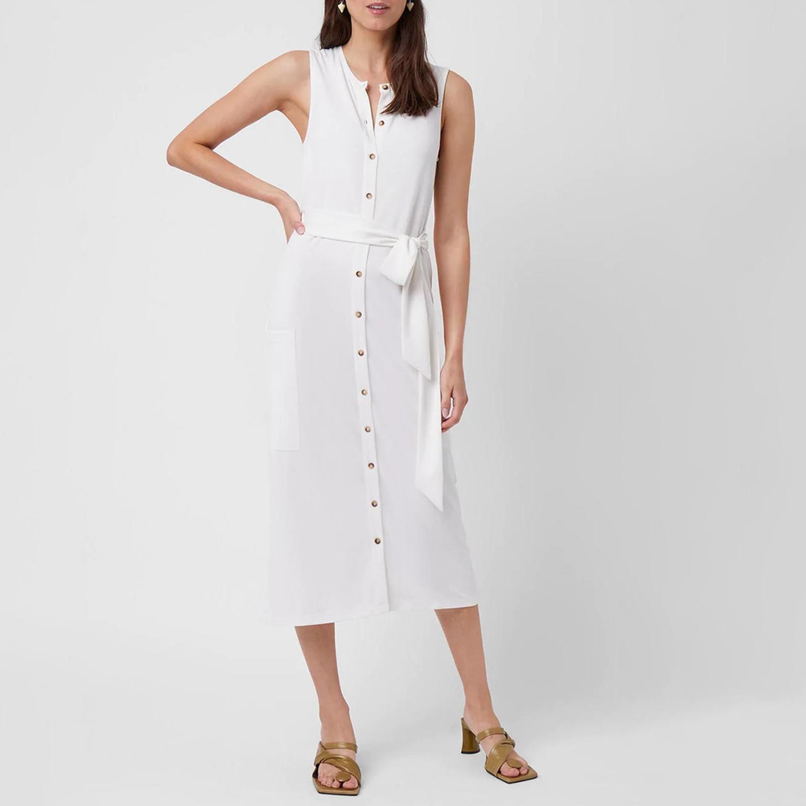 White Cotton Button-Up Midi Dress - BrandAlley
