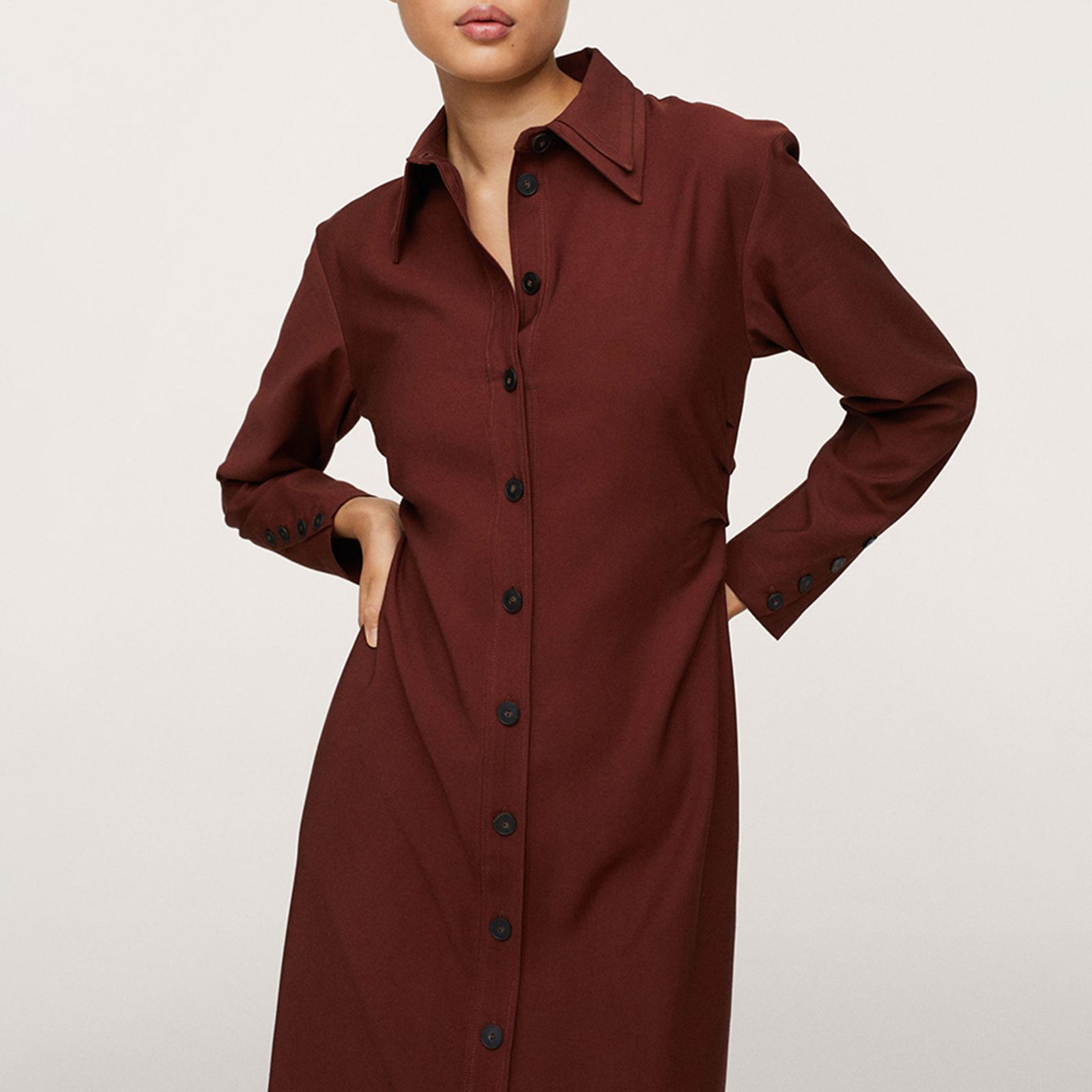 Maroon Flowy Shirt Dress - BrandAlley