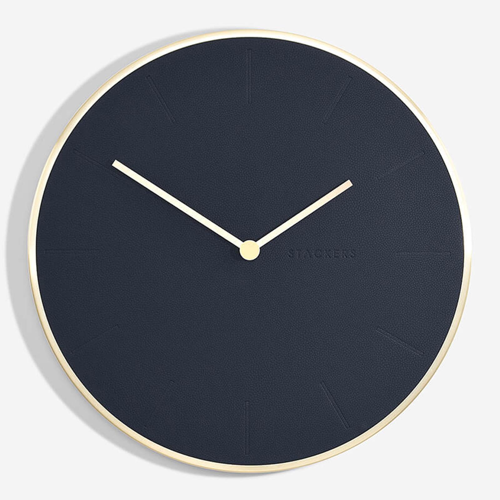 Navy Pebble & Brushed Gold PU Clock - BrandAlley