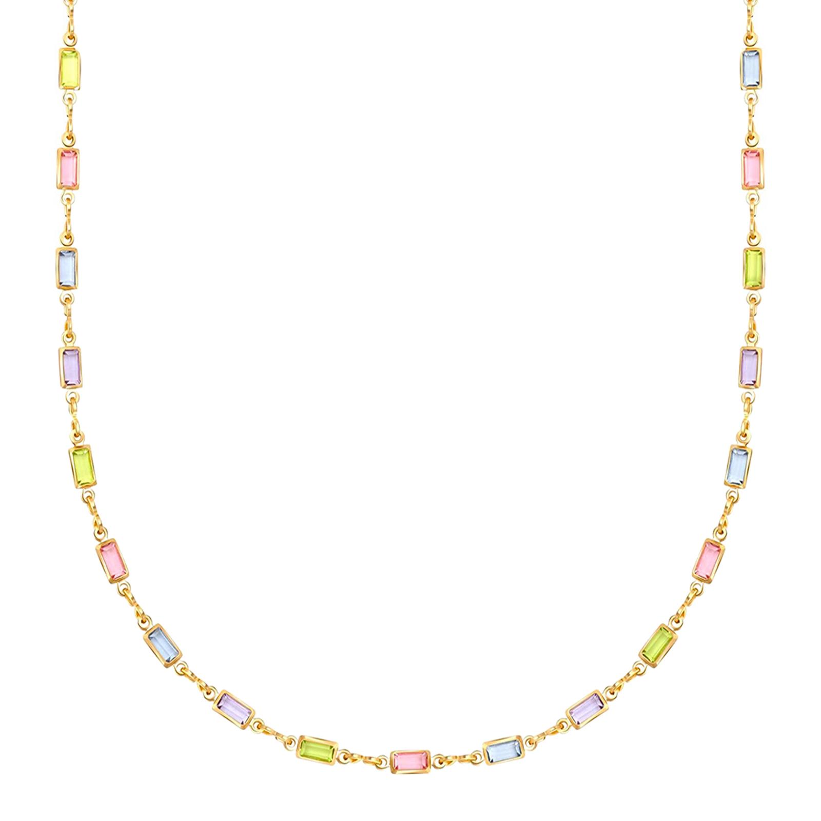 18K Multi Color Stone Necklace - BrandAlley