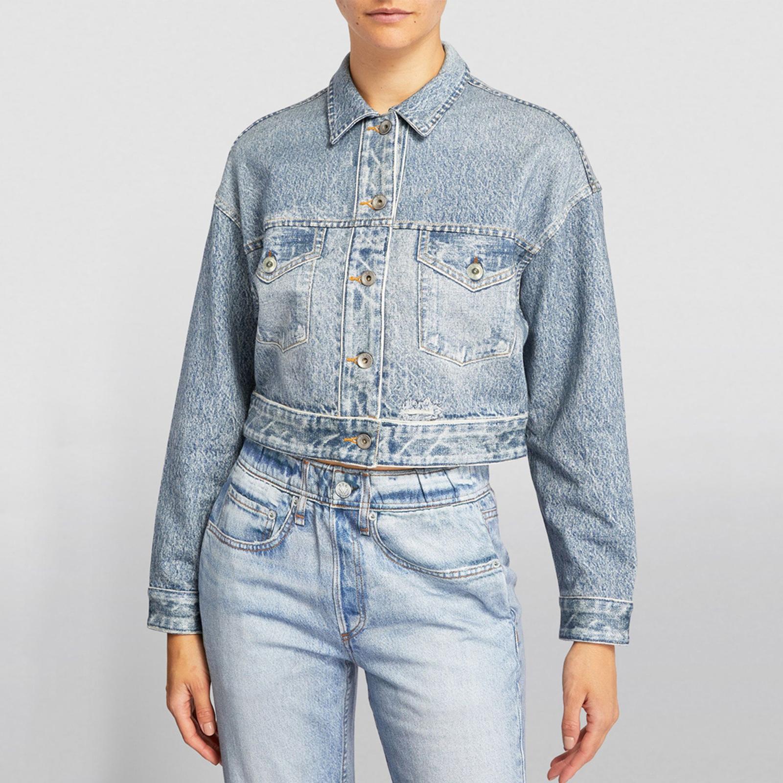 Light Blue Cropped Miramar Denim Jacket - BrandAlley