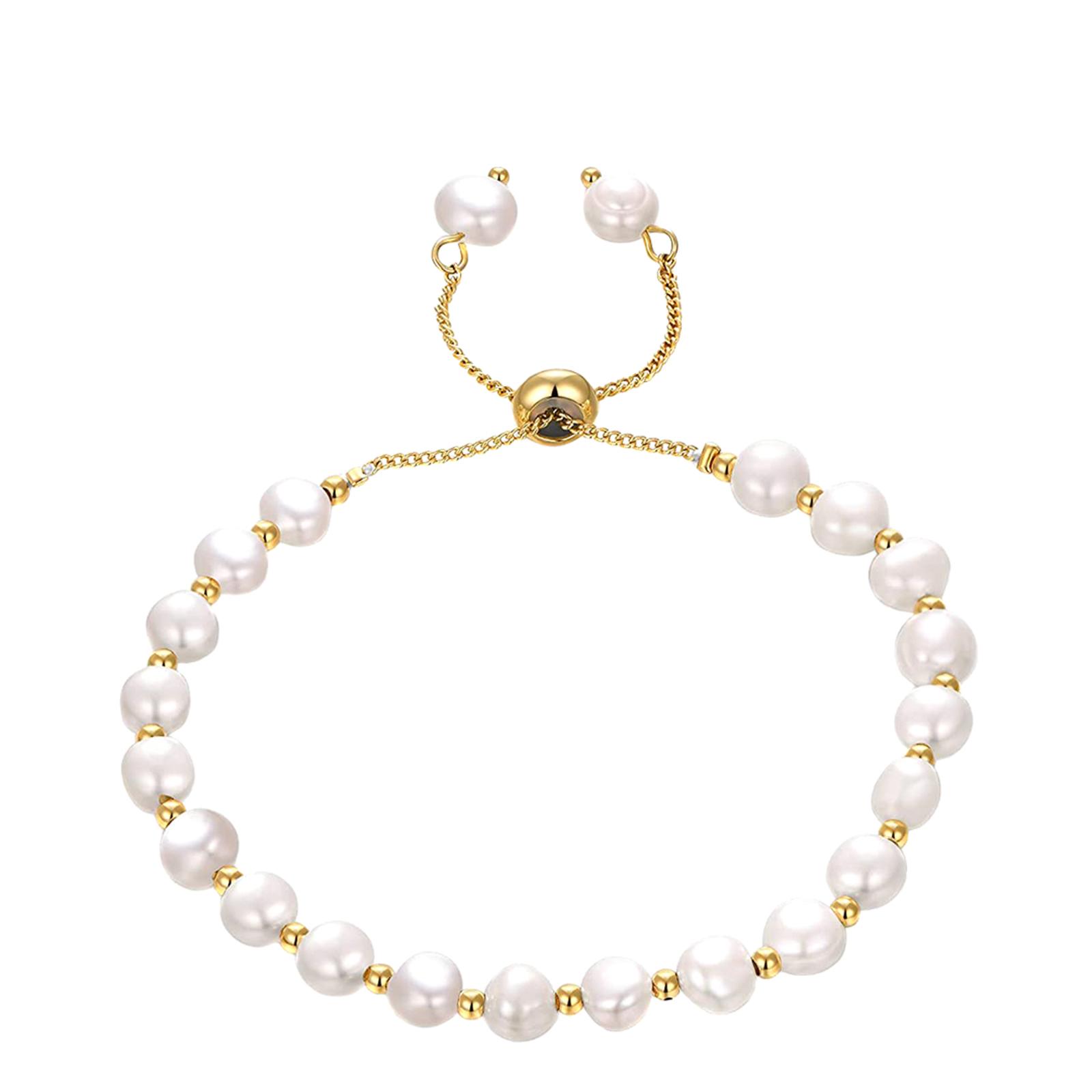 18K Gold Pearl Adjustable Bracelet - BrandAlley