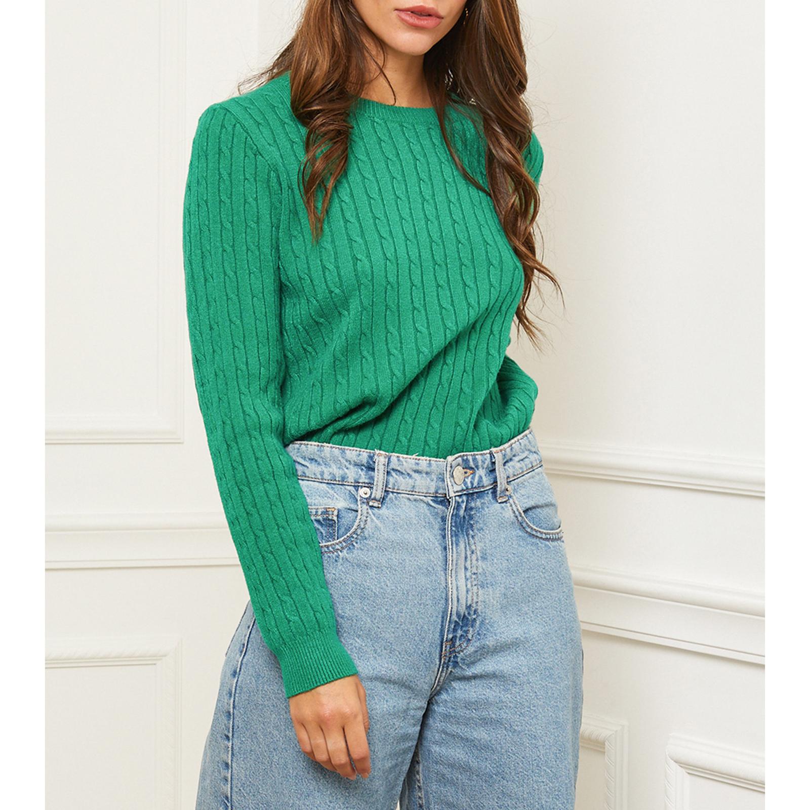 Green Cable Knit Cashmere Blend Jumper - BrandAlley