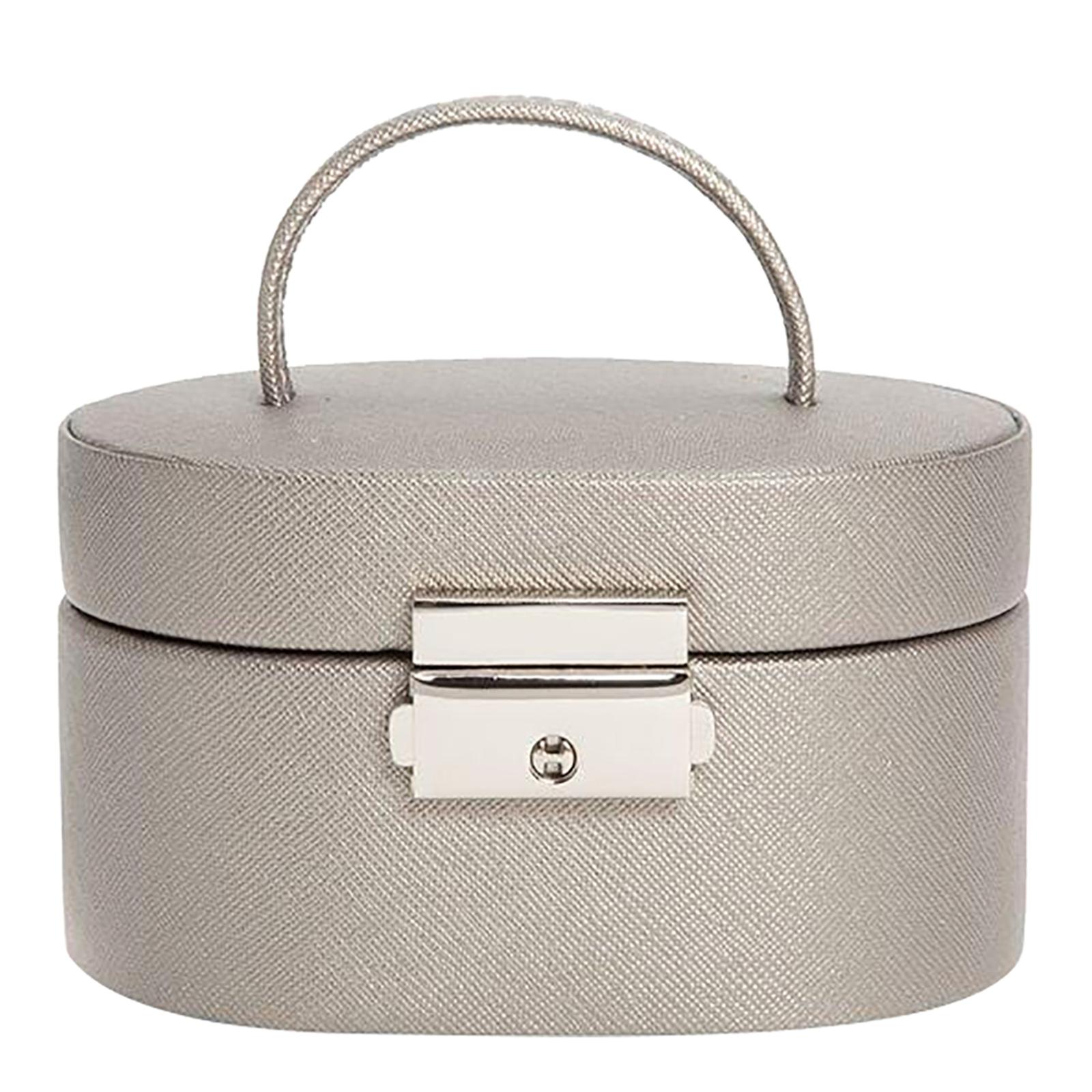 Grey Pewter World Heritage Mini Oval Saffiano Jewellery Box - BrandAlley