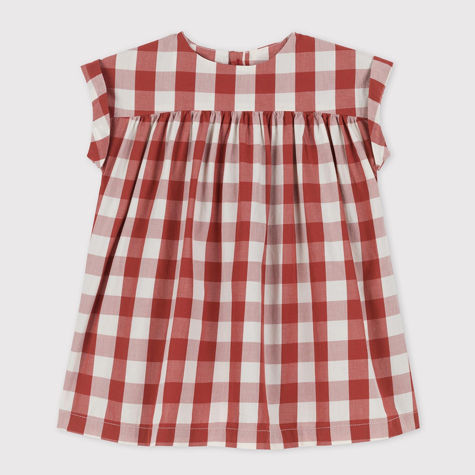 Red Check Gathered Dress - BrandAlley