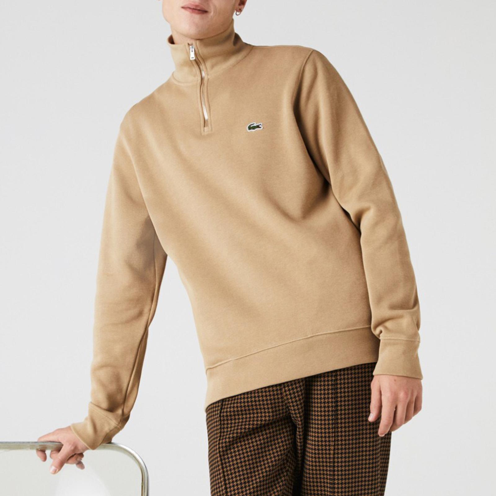 Camel Half Zip Logo Sweatshirt - BrandAlley