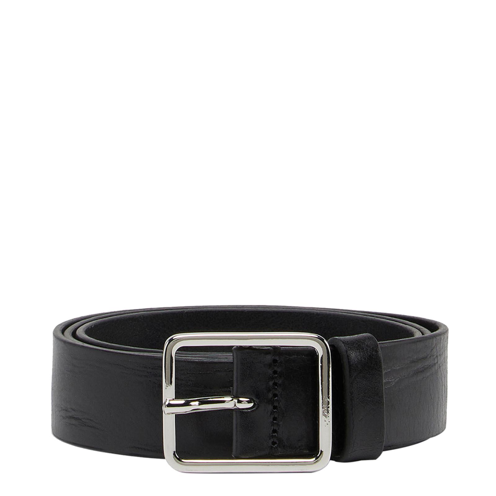 Black Straight Leather Belt - BrandAlley