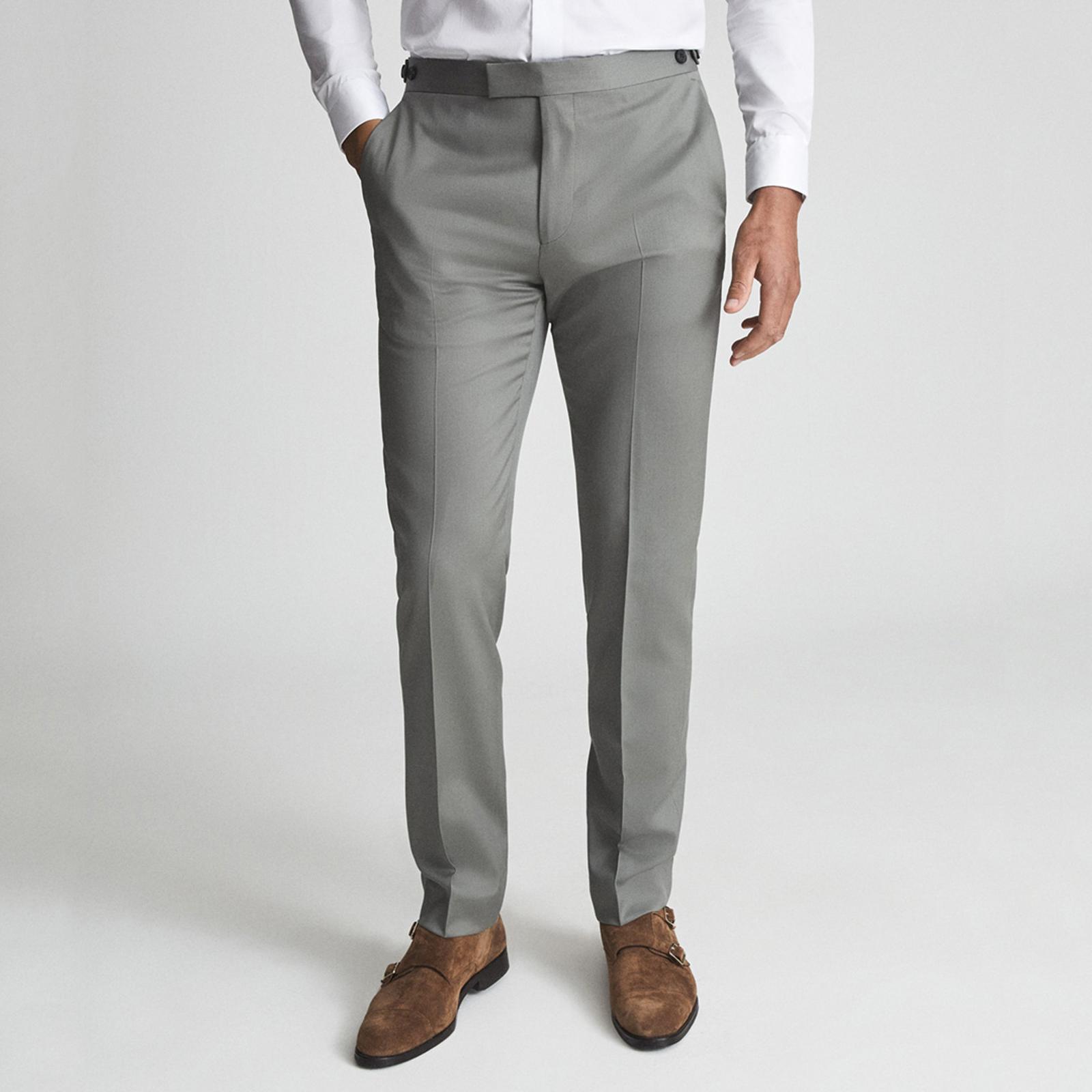 Grey Shell Tailored Wool Trousers - BrandAlley