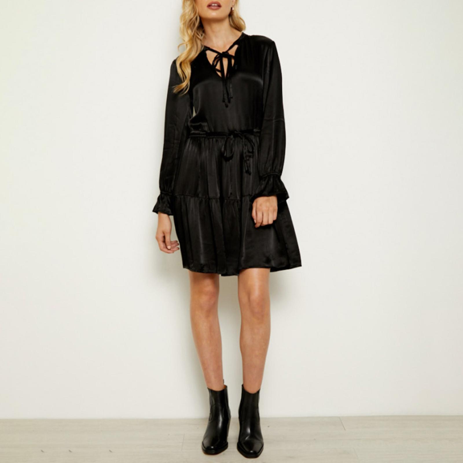 Black Drawstring Waist Tunic Dress - BrandAlley