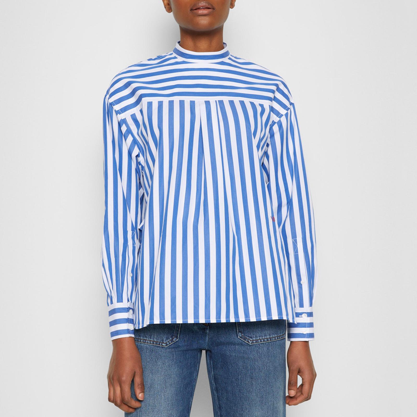 Blue Stripe Mock Neck Top - BrandAlley