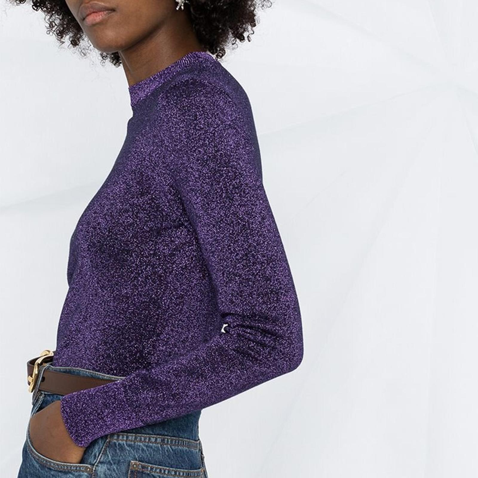 Dark Purple Lurex Crewneck Jumper - BrandAlley