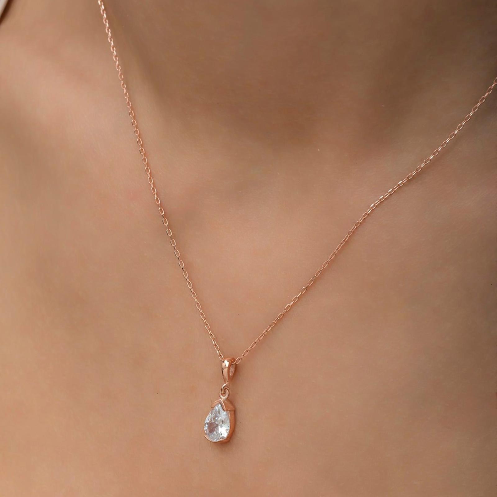 Rose Gold Teardrop Necklace - BrandAlley