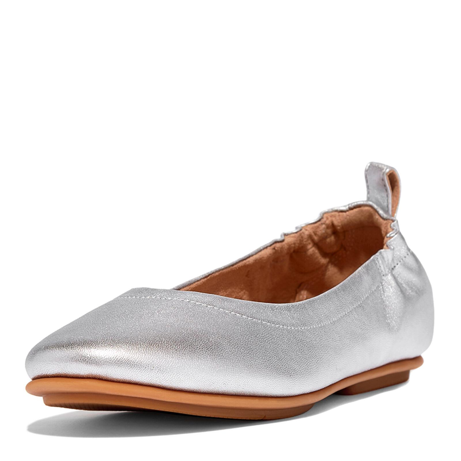 Silver Allegro Leather Ballet Pumps - BrandAlley