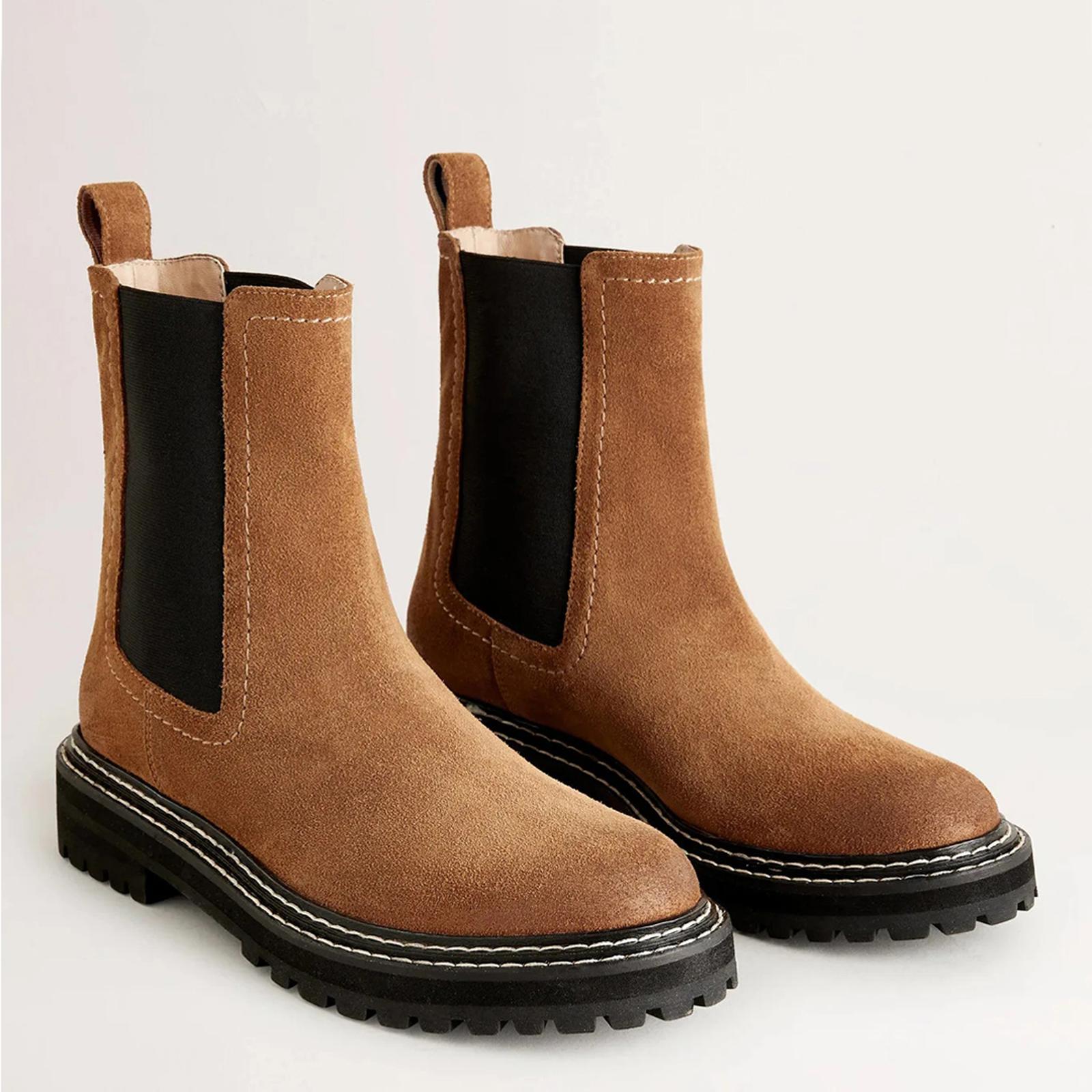 Tan Suede Chunky Chelsea Boot - BrandAlley