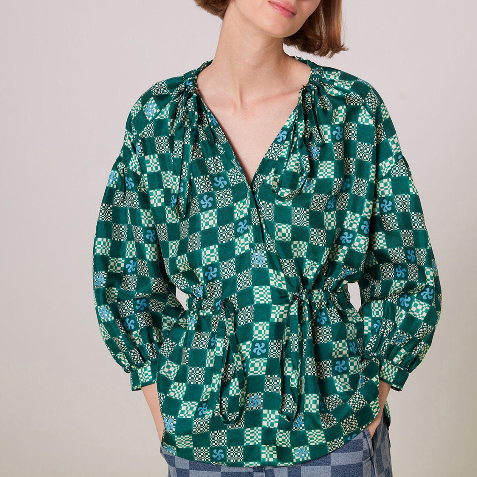 Green Printed Silk Top - BrandAlley