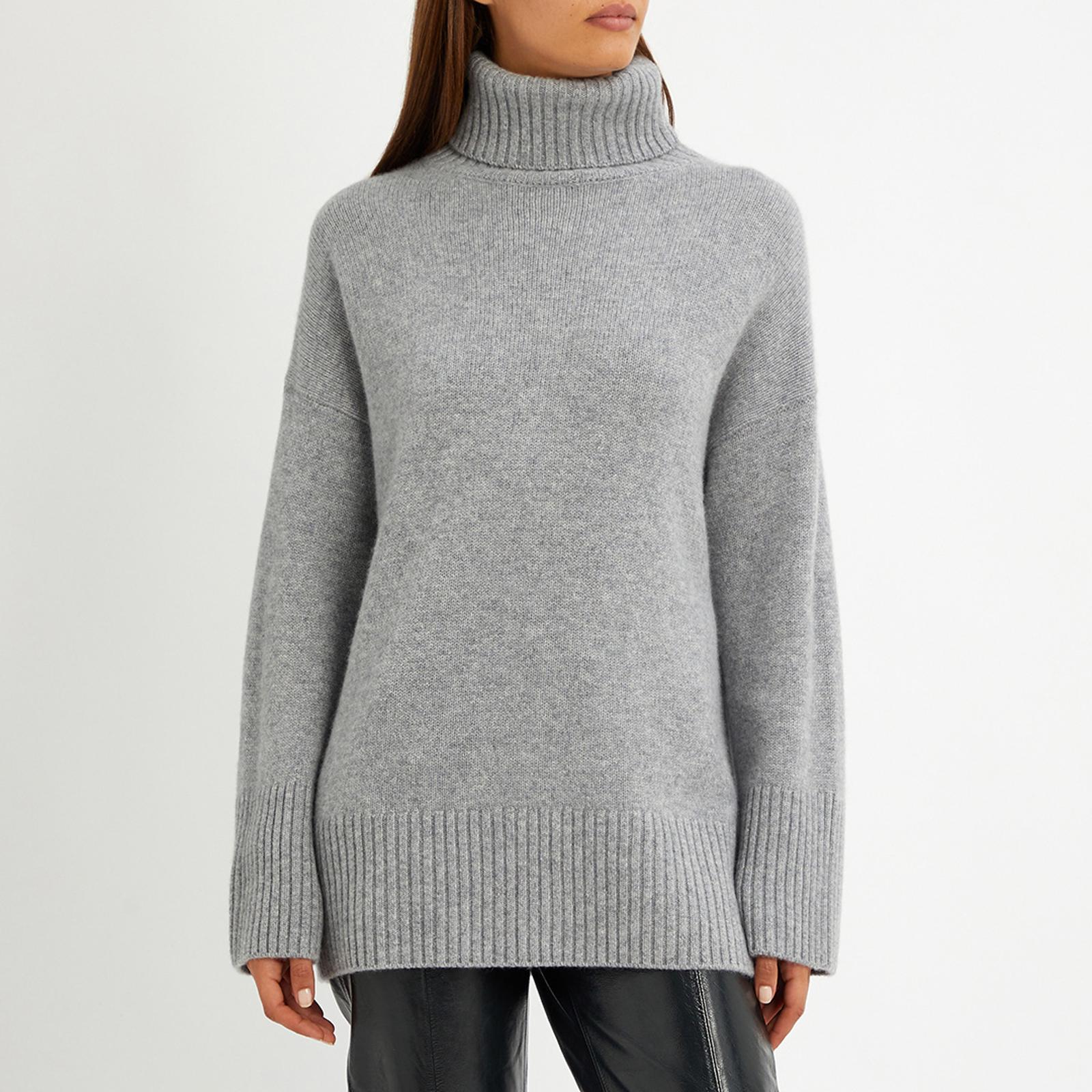 Grey Cashmere Roll Neck Tunic - Brandalley