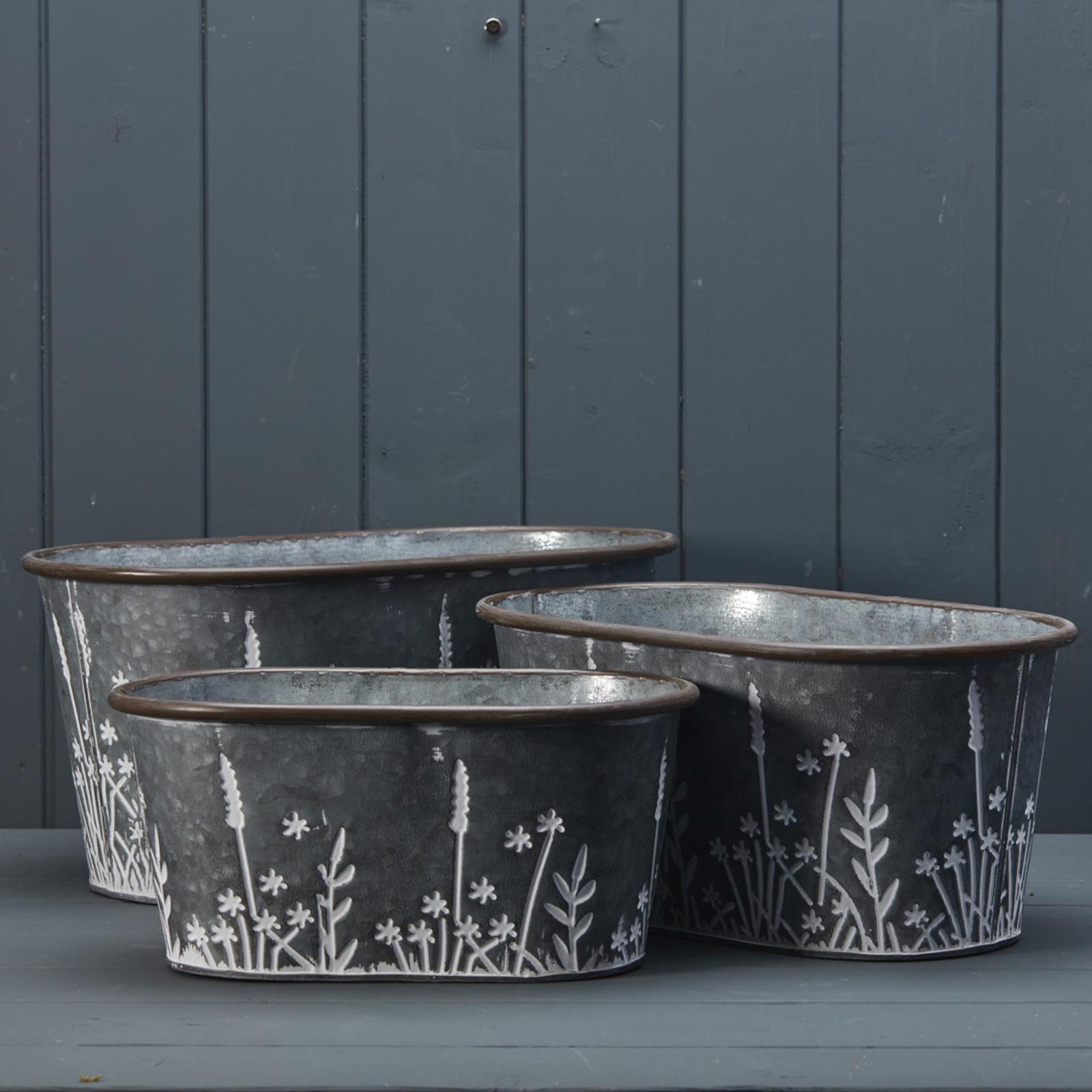 Set of Three Meadow Oval Planters - BrandAlley