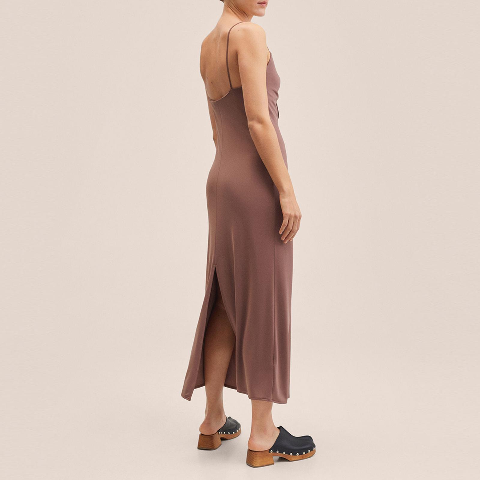 Grey Gathered Neckline Dress - BrandAlley