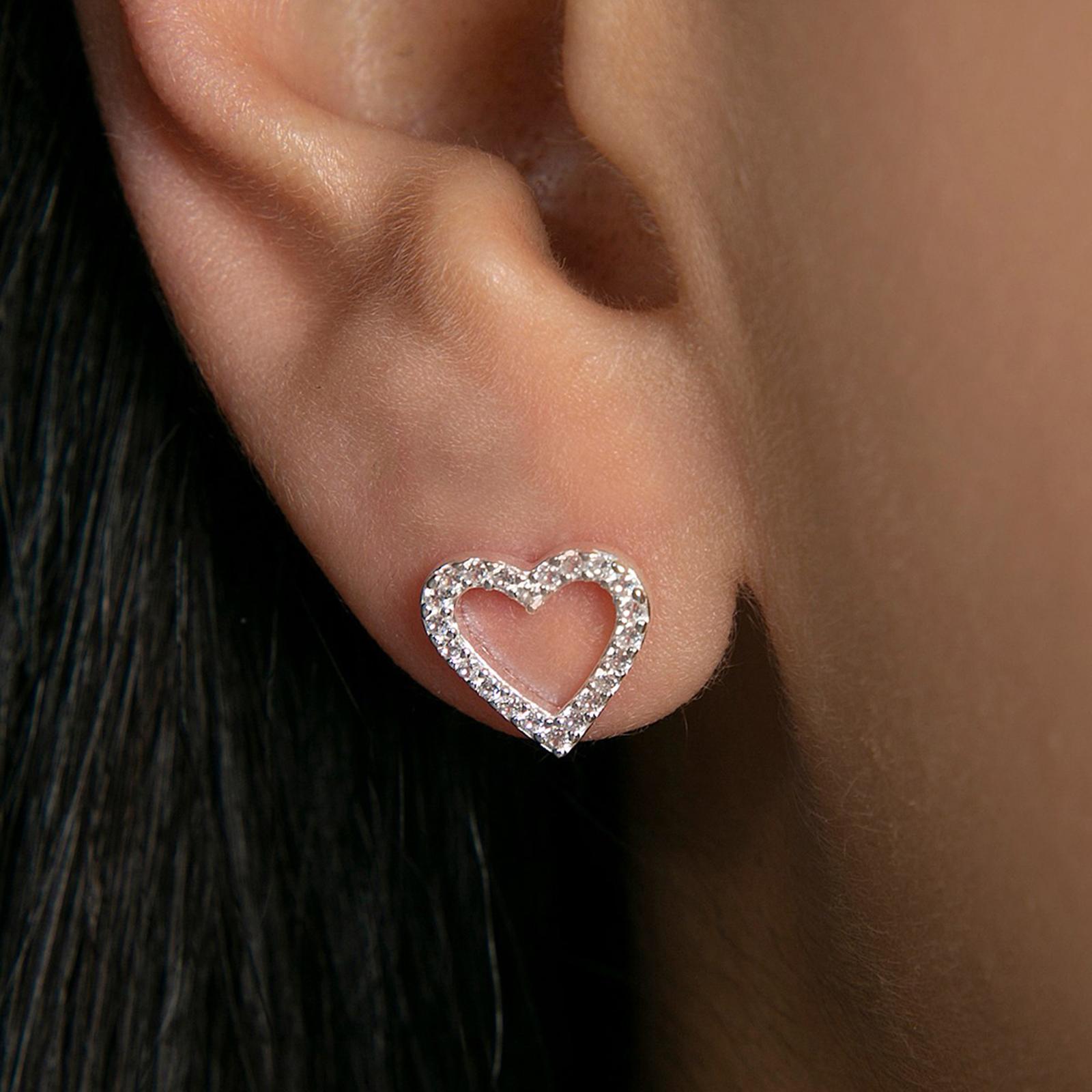 Silver Heart Earrings - BrandAlley