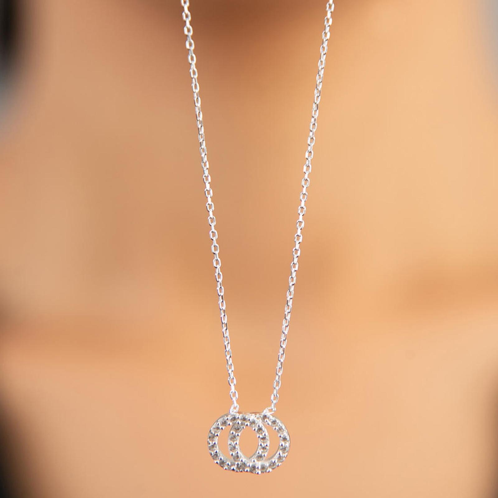 Silver Double Cross Necklace - BrandAlley