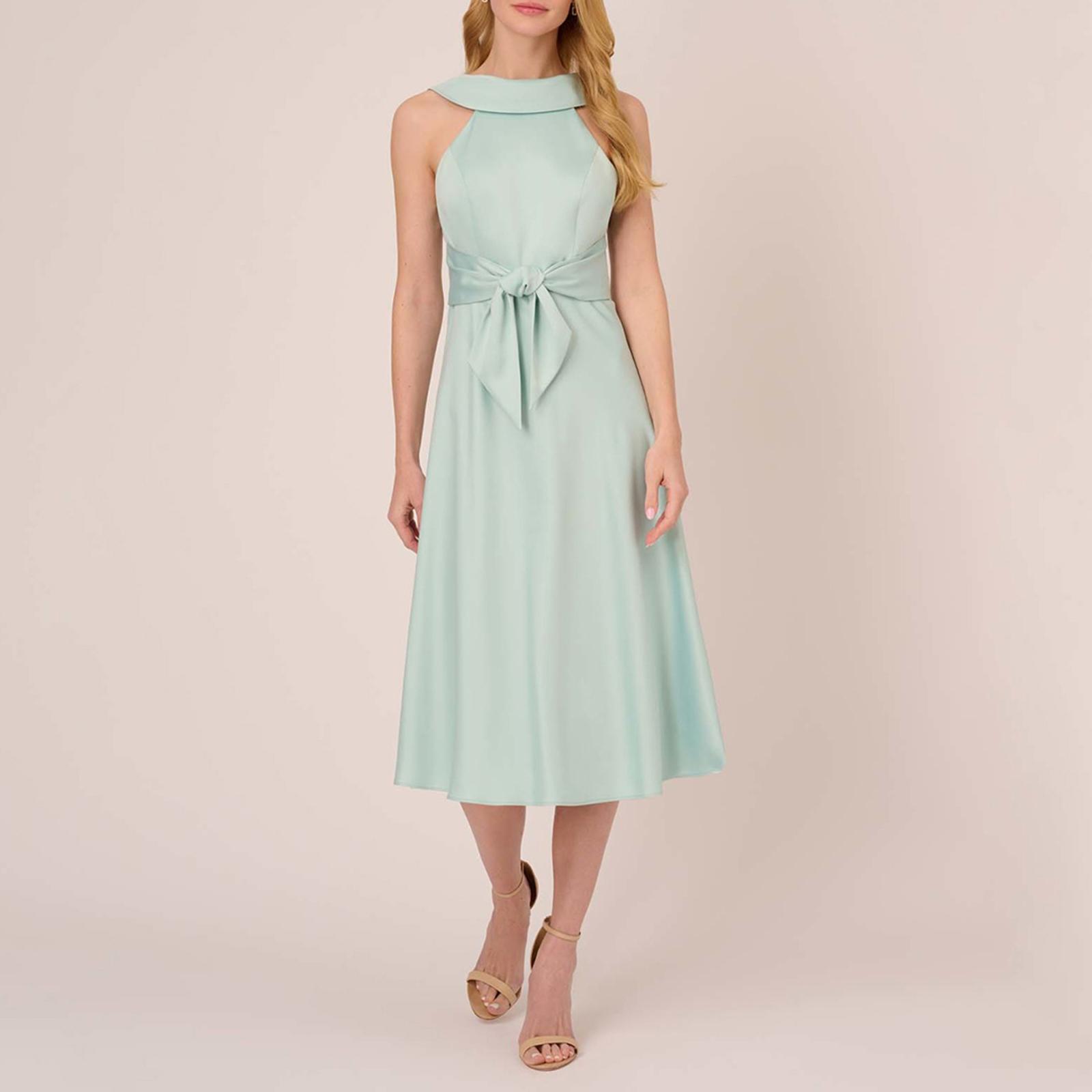 Mint Satin Roll Collar Dress - BrandAlley