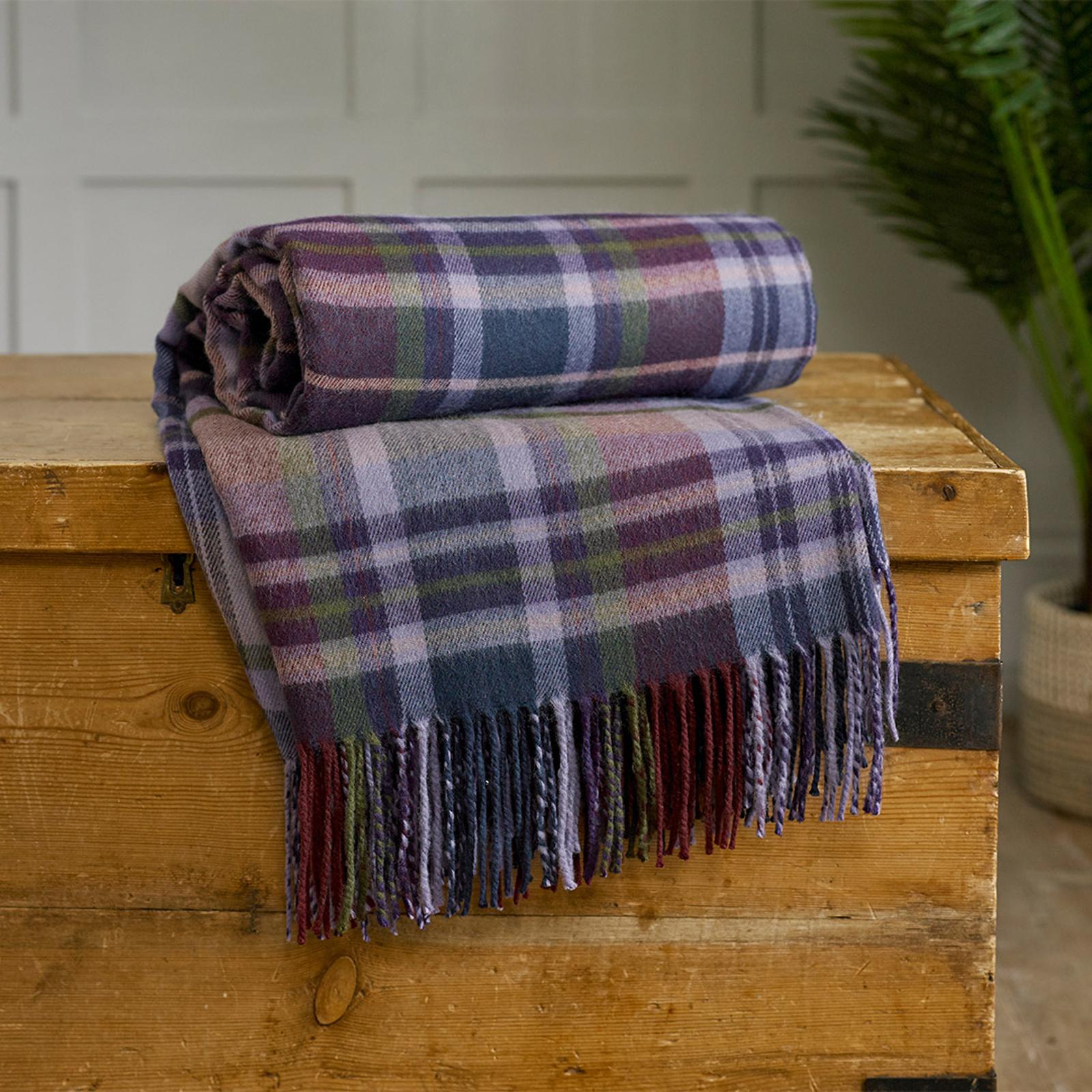 Ashwell Check 140x185cm Throw, Purple - BrandAlley