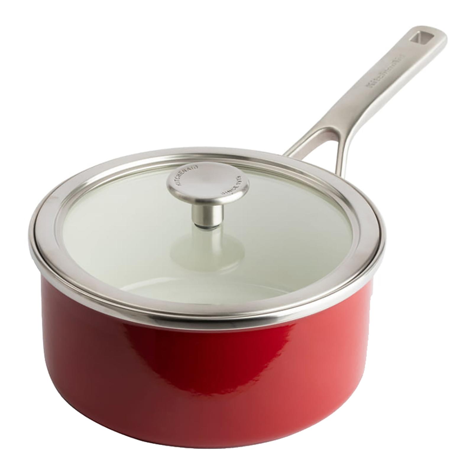 Set of 6 Steel Core Enamel Cookware Set, Empire Red - BrandAlley