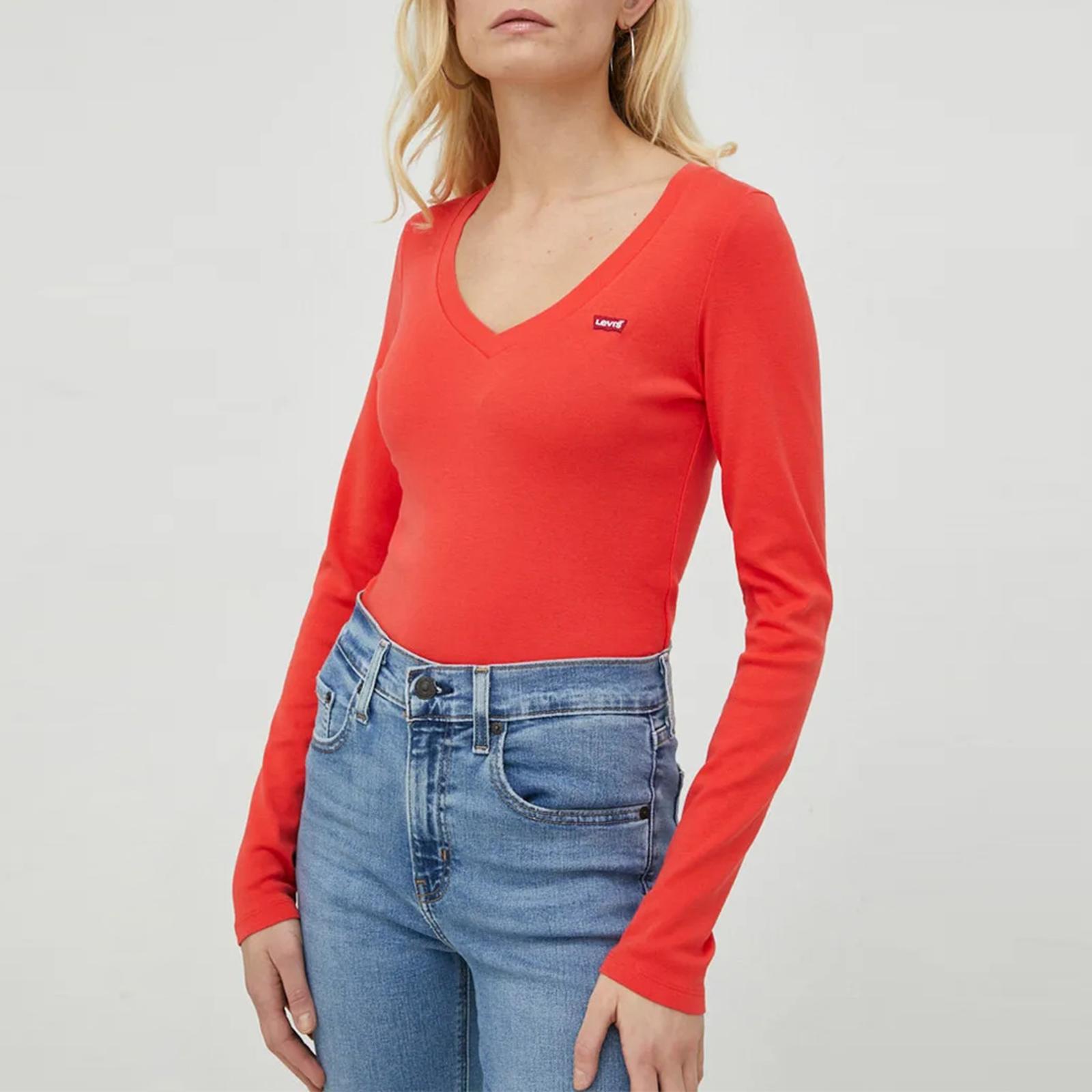 Orange V Neck Cotton Top - BrandAlley