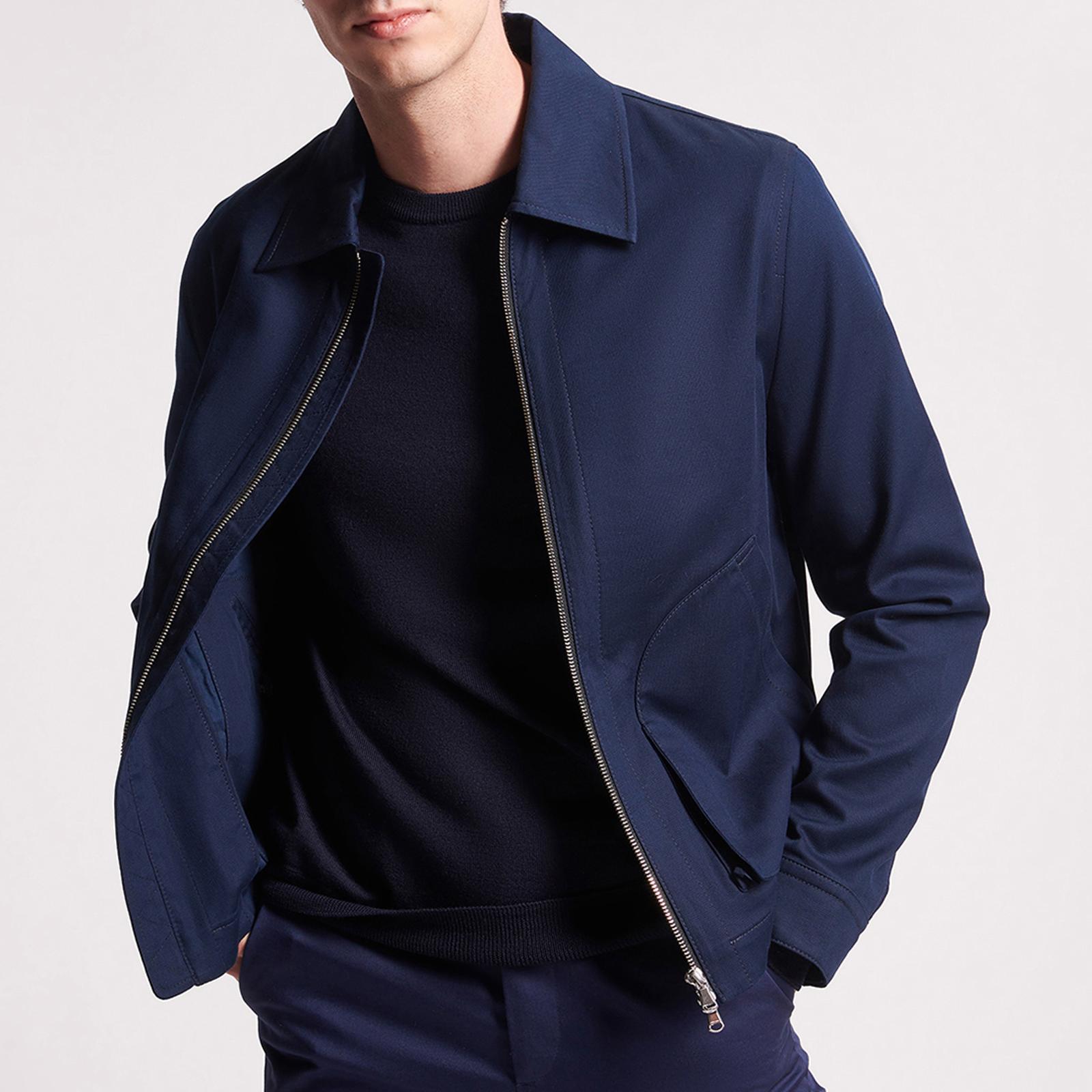 Navy Harrington Cotton Blouson Jacket - BrandAlley