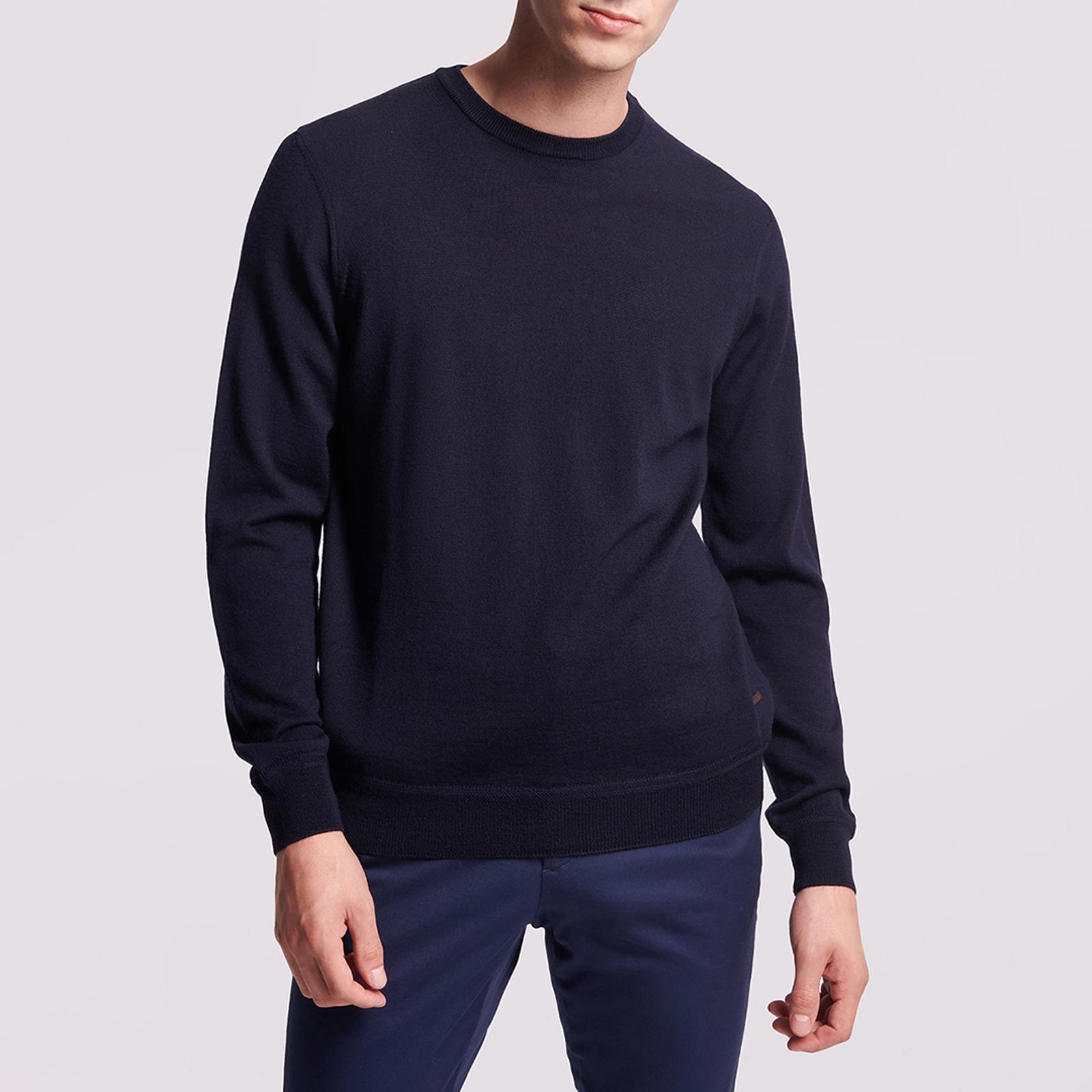 Navy Crew Neck Merino Wool Jumper - BrandAlley