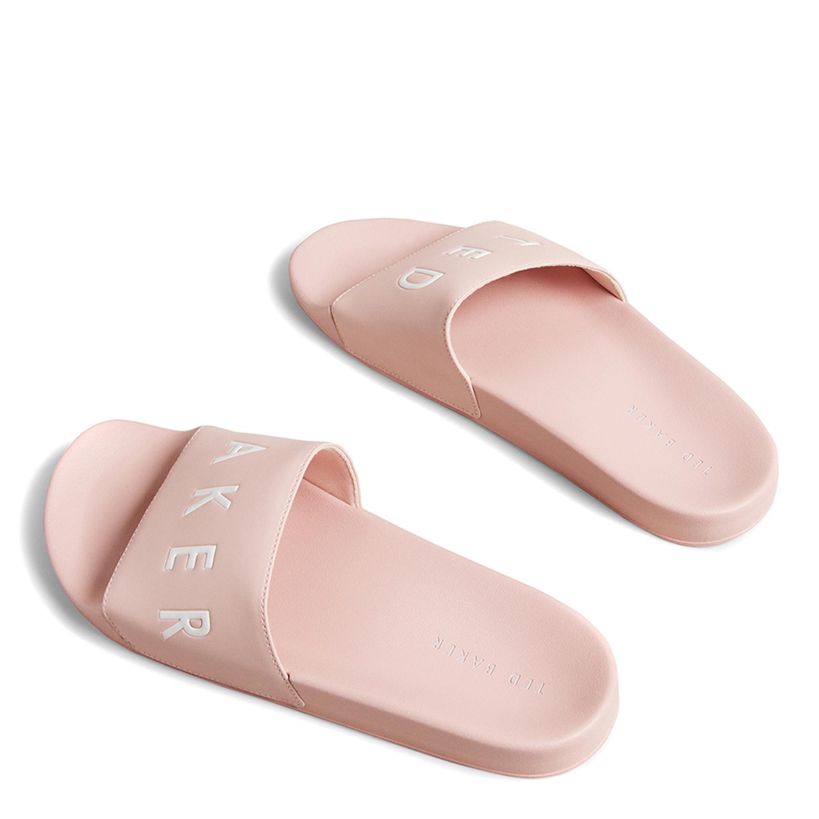 Pale Pink Ased Embossed Logo Sliders - BrandAlley