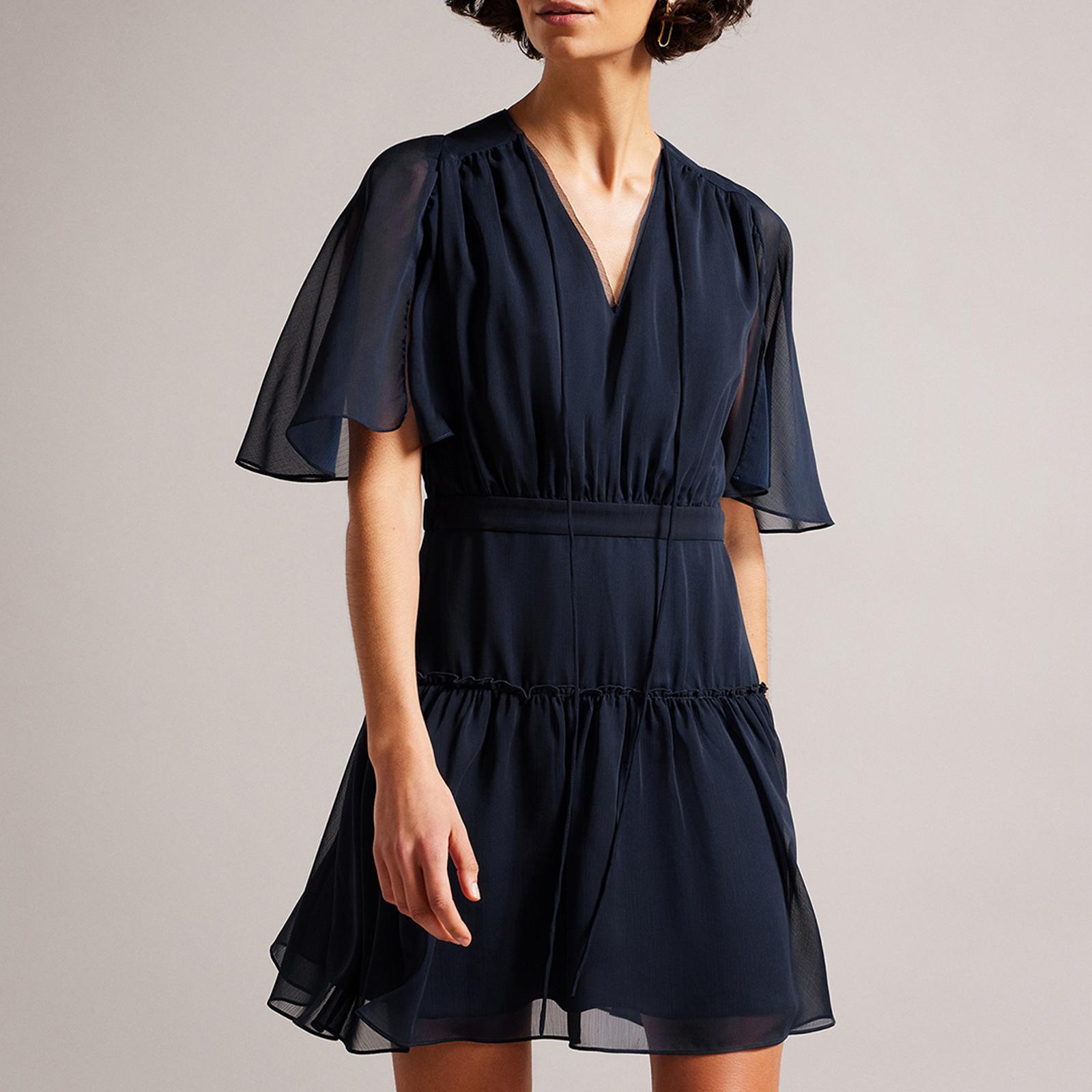Navy Giggie Fit And Flare Mini Dress - BrandAlley