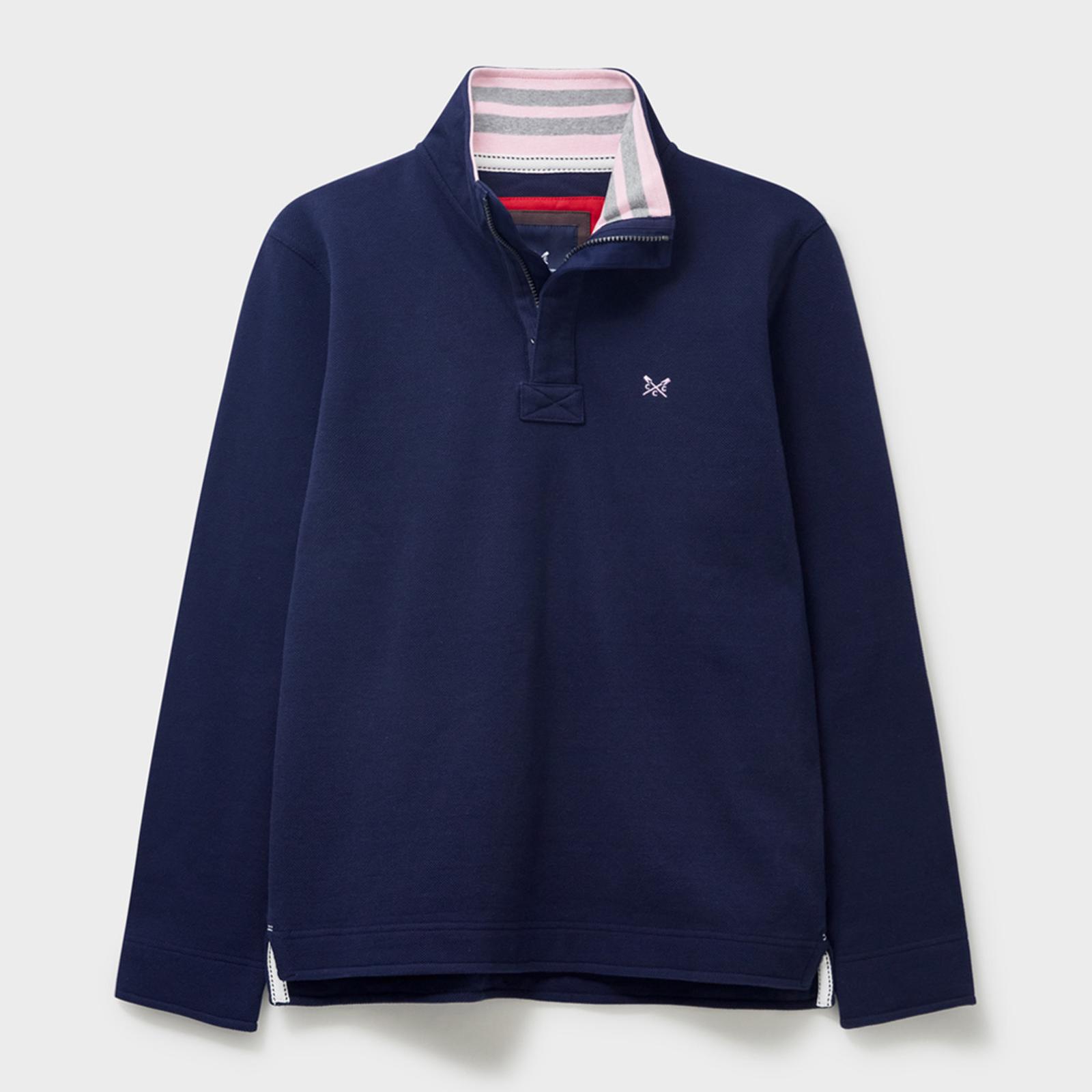 Navy 1/4 Zip Pique Sweatshirt - BrandAlley
