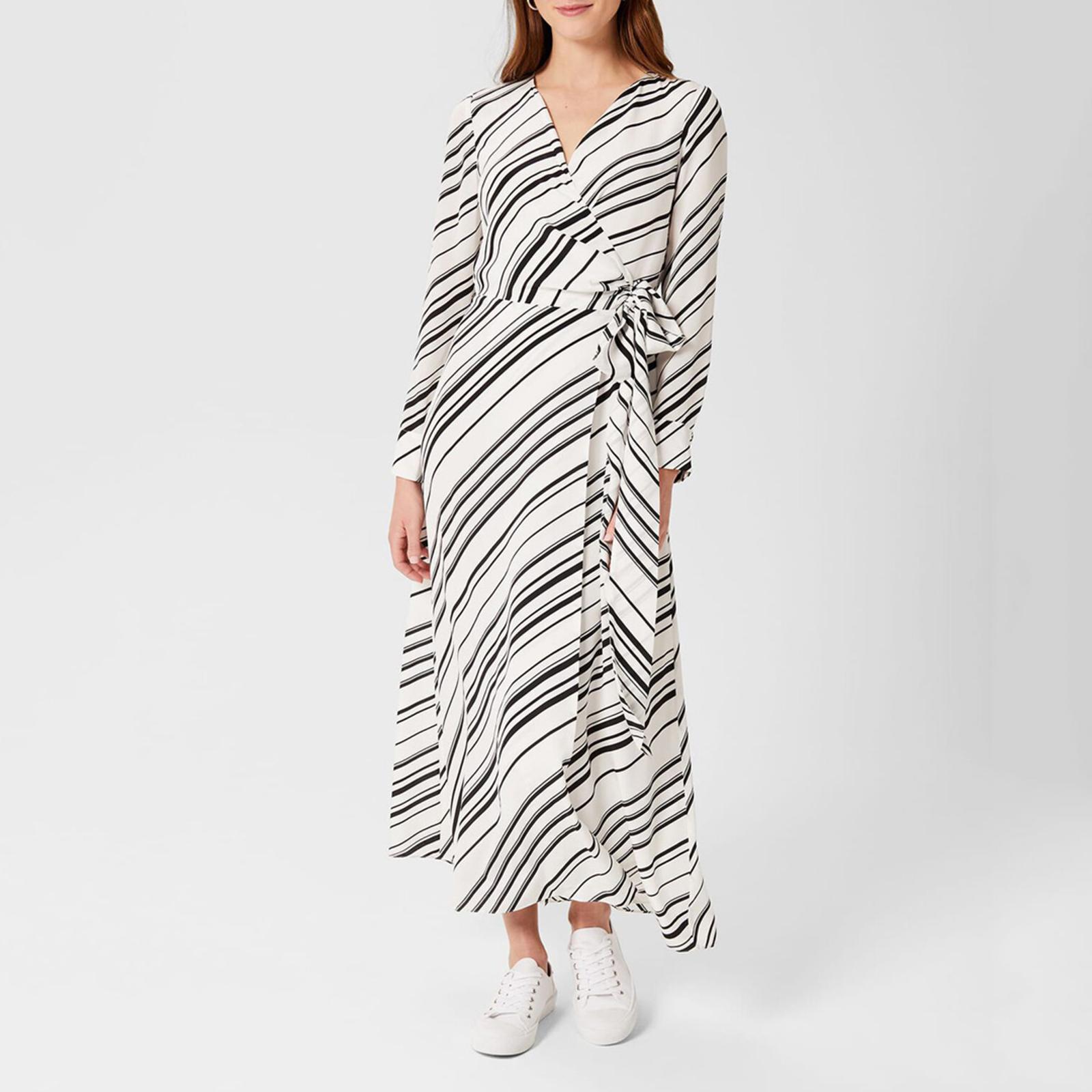 White/Black Yasmine Silk Pattern Dress - BrandAlley