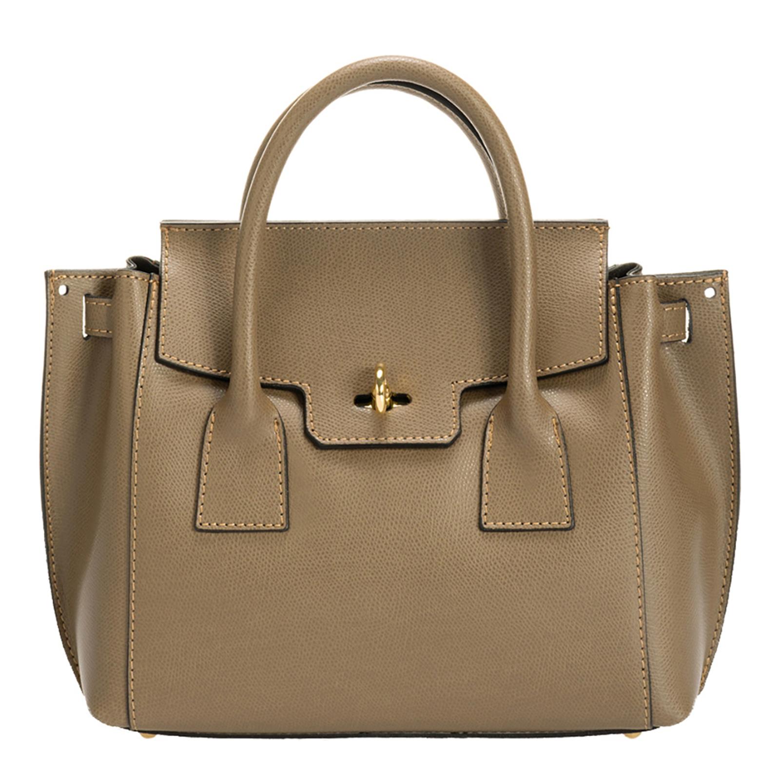 Brown Italian Leather Top Handle Bag - BrandAlley