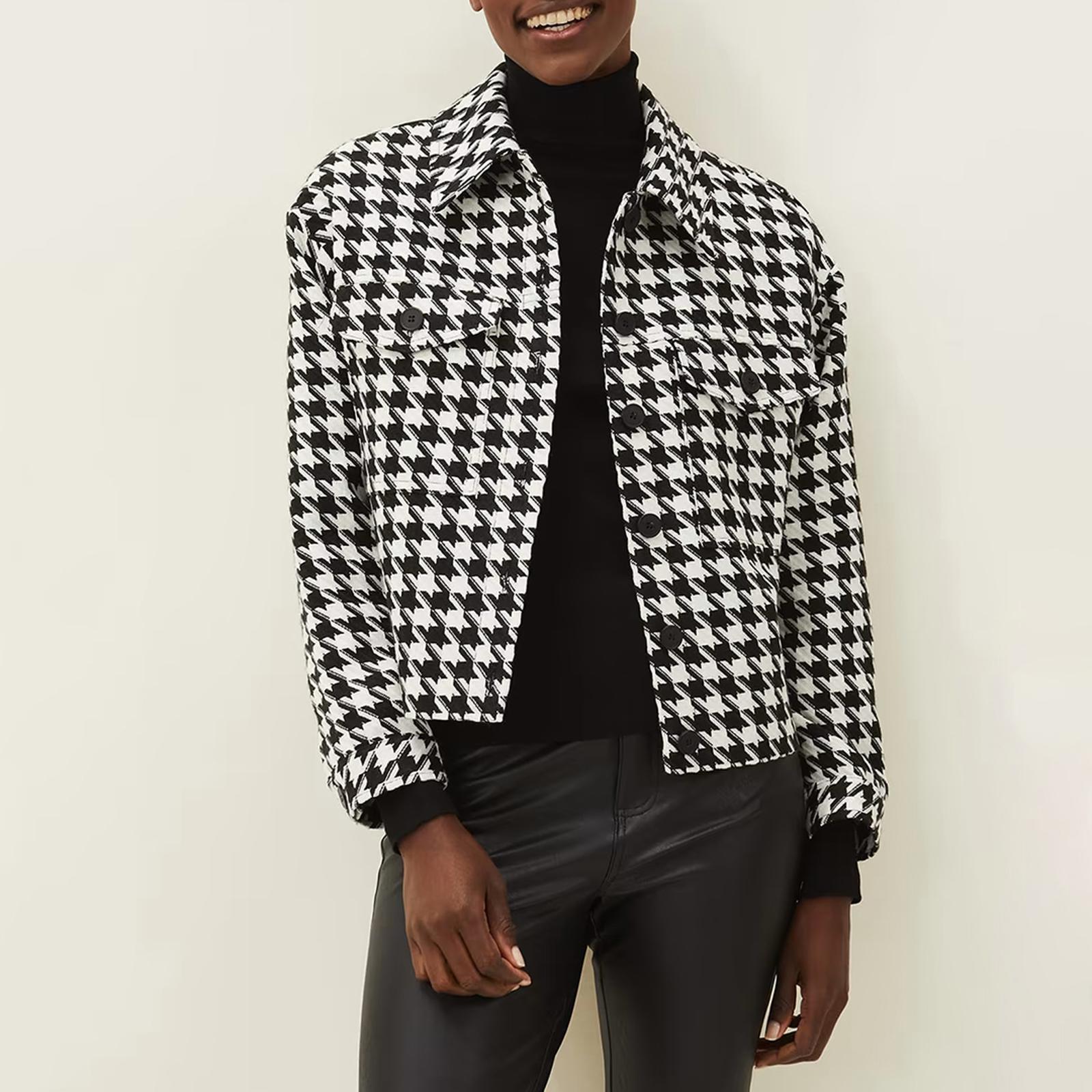 Black/White Brienna Dogtooth Jacket - BrandAlley