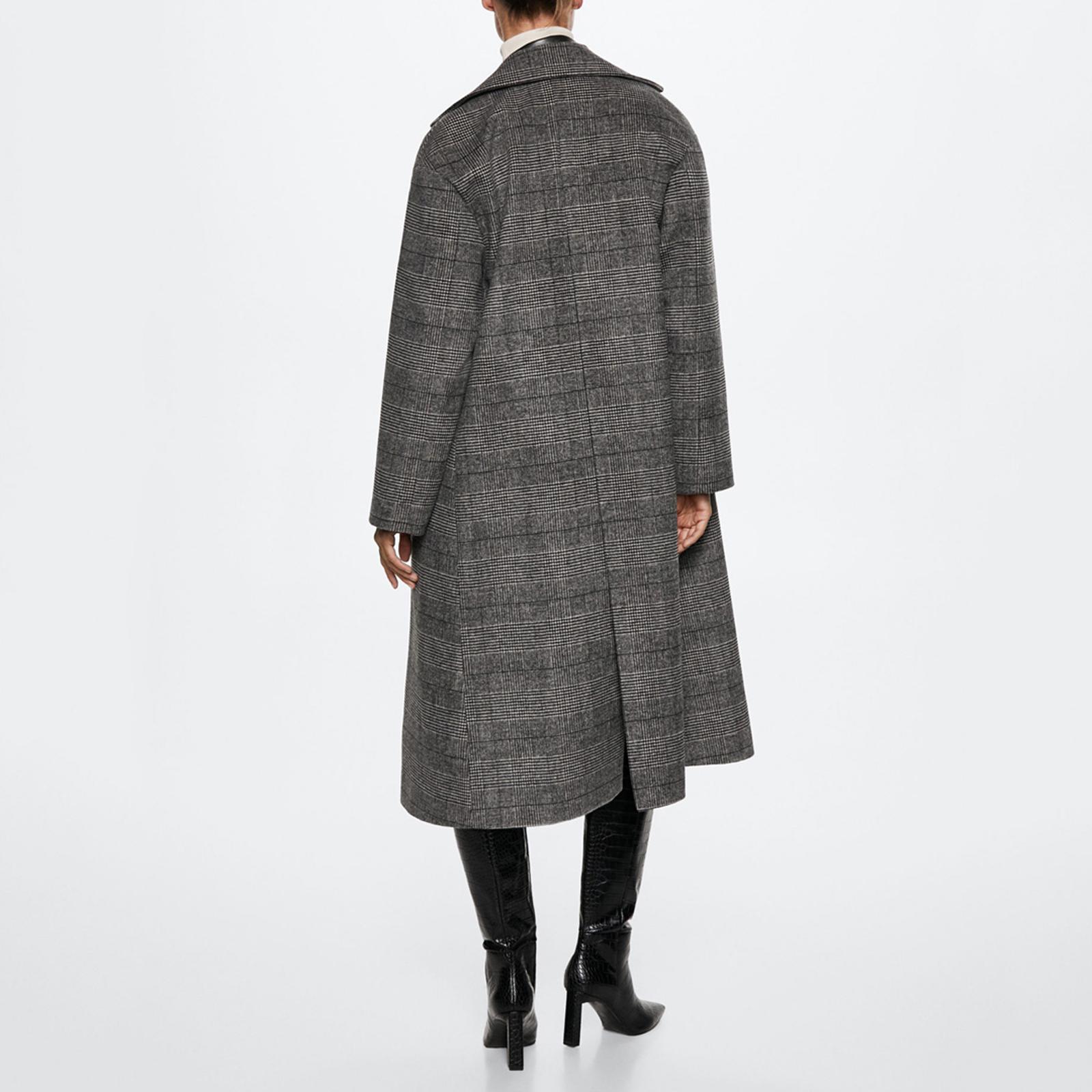 Grey Check Longline Coat - BrandAlley