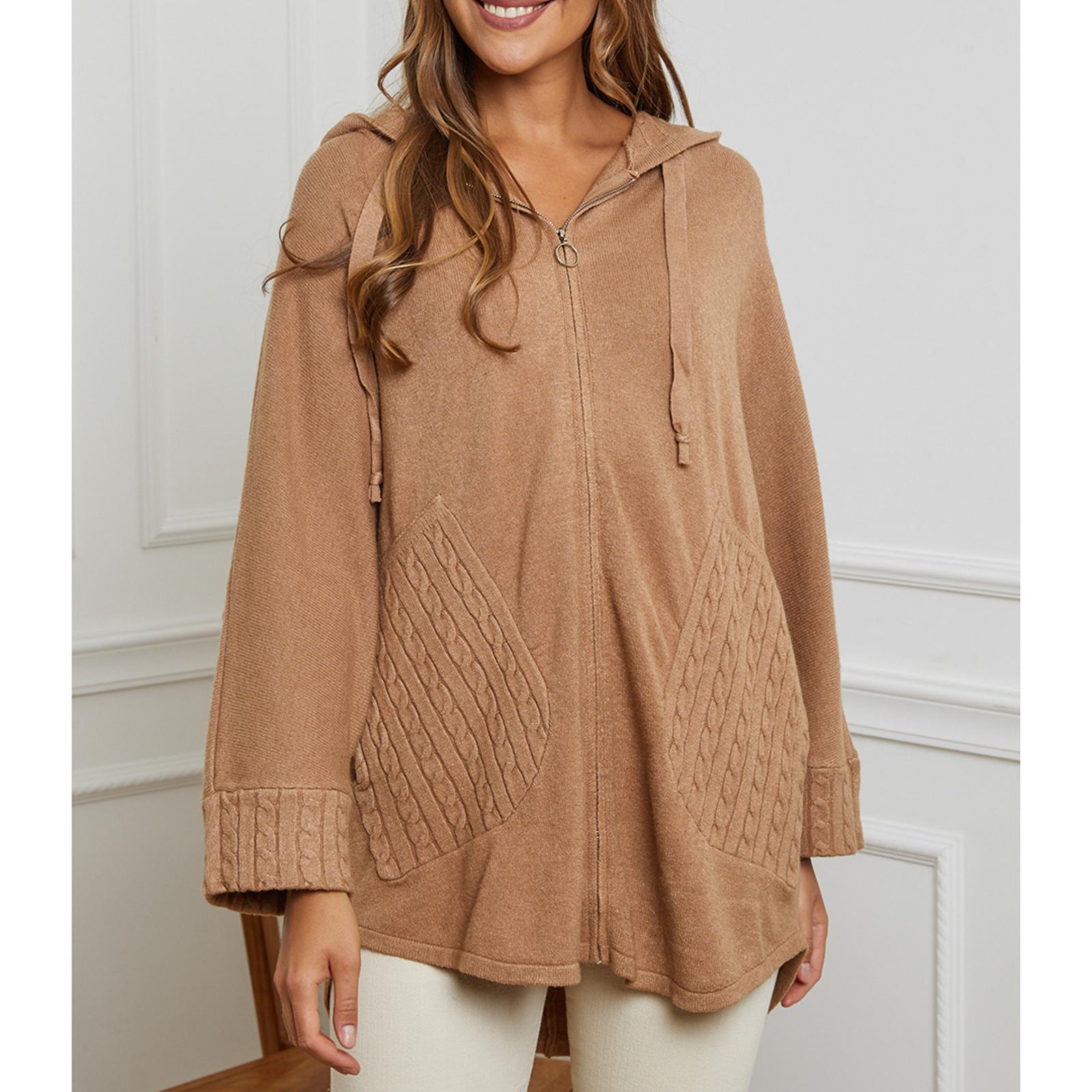 Camel Cashmere Blend Zip Hoodie - BrandAlley